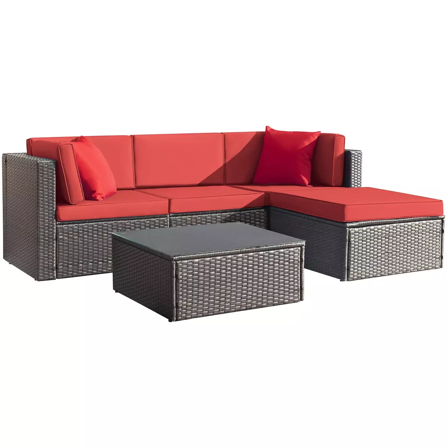 Devoko 5 Pieces Patio Furniture Cets All Weather Outdoor Sectional Sofa