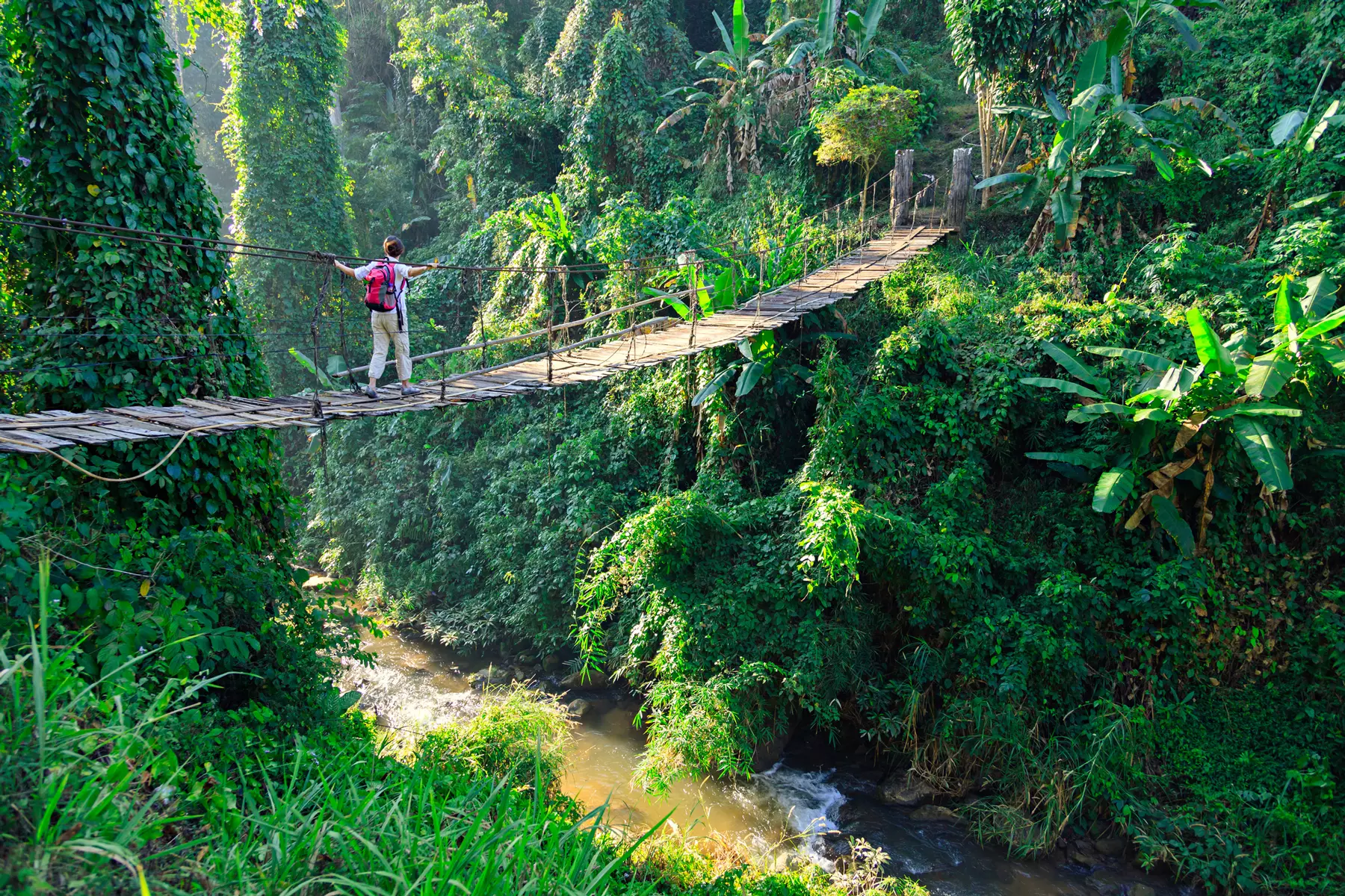 Fafine ma ato faafafa i luga o le alalaupapa taofi i le vaomatua i Thailand