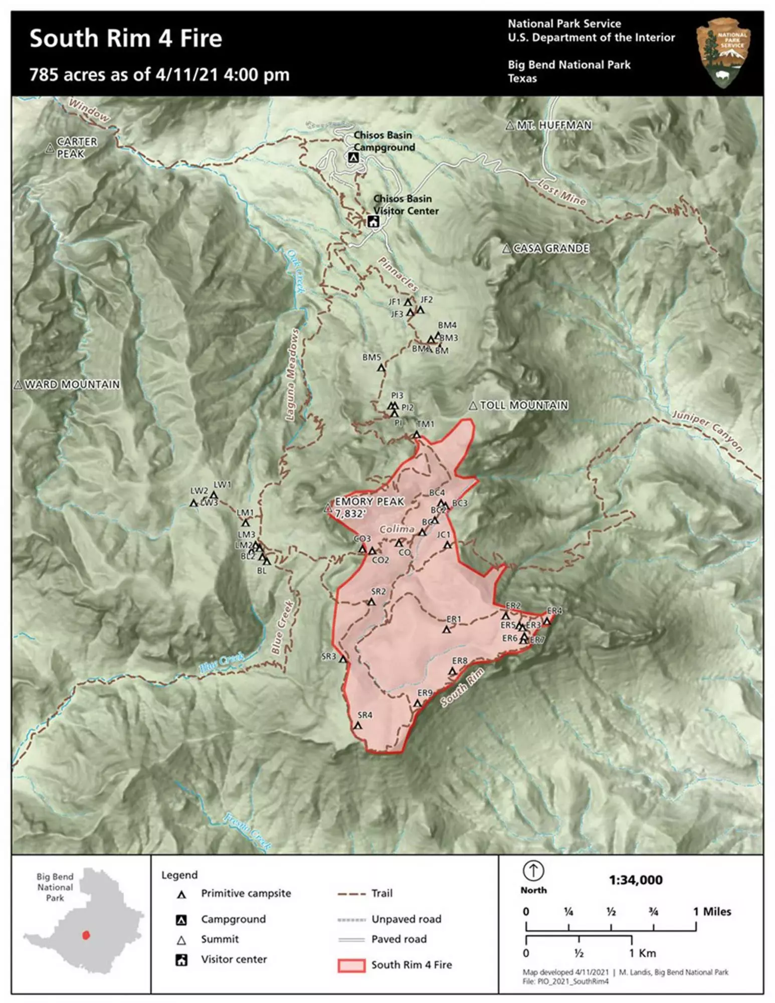 South Rim 4 Fire Map