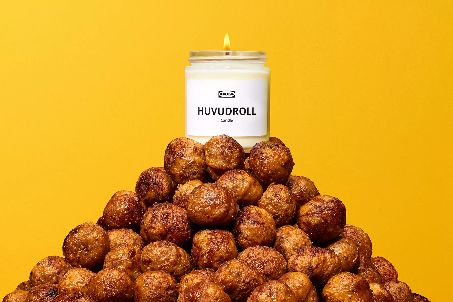 IKEA የተወሰነ እትም HUVUDROLL Meatball መዓዛ ያለው ሻማ