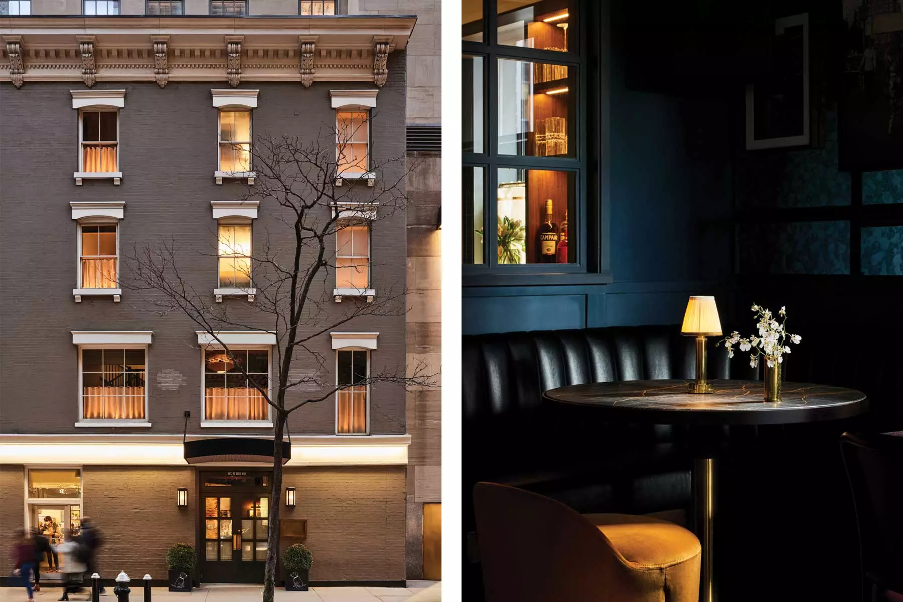 Interiör och exteriör av Pebble Bar i New York City