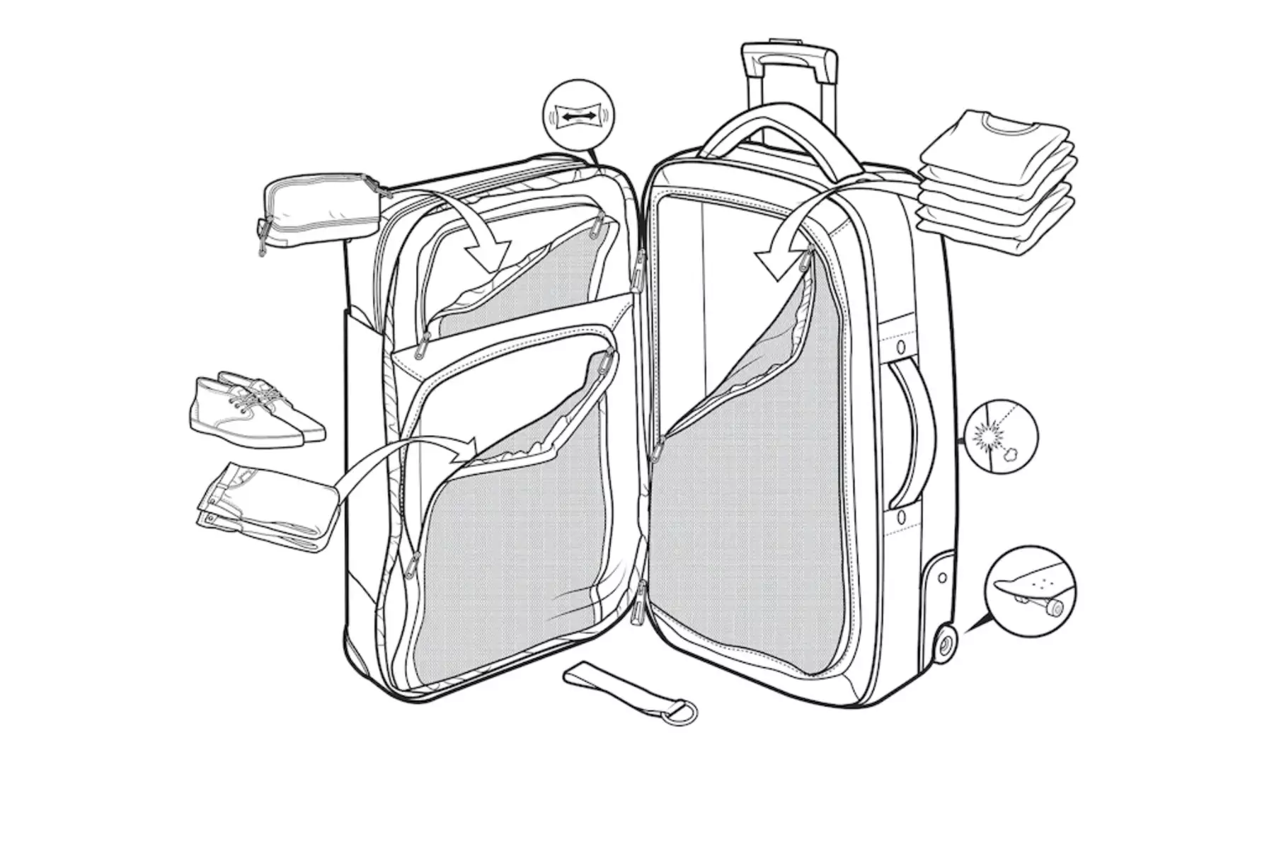 Interior sketch sa Burton Wheelie Sub 116L Travel Bag