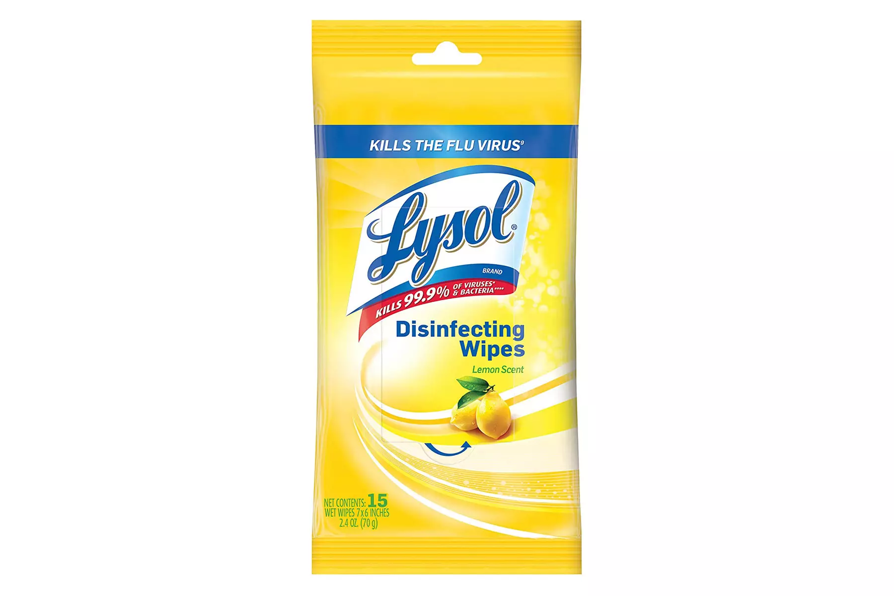 Lysol वाइप्सको पहेंलो प्याकेज