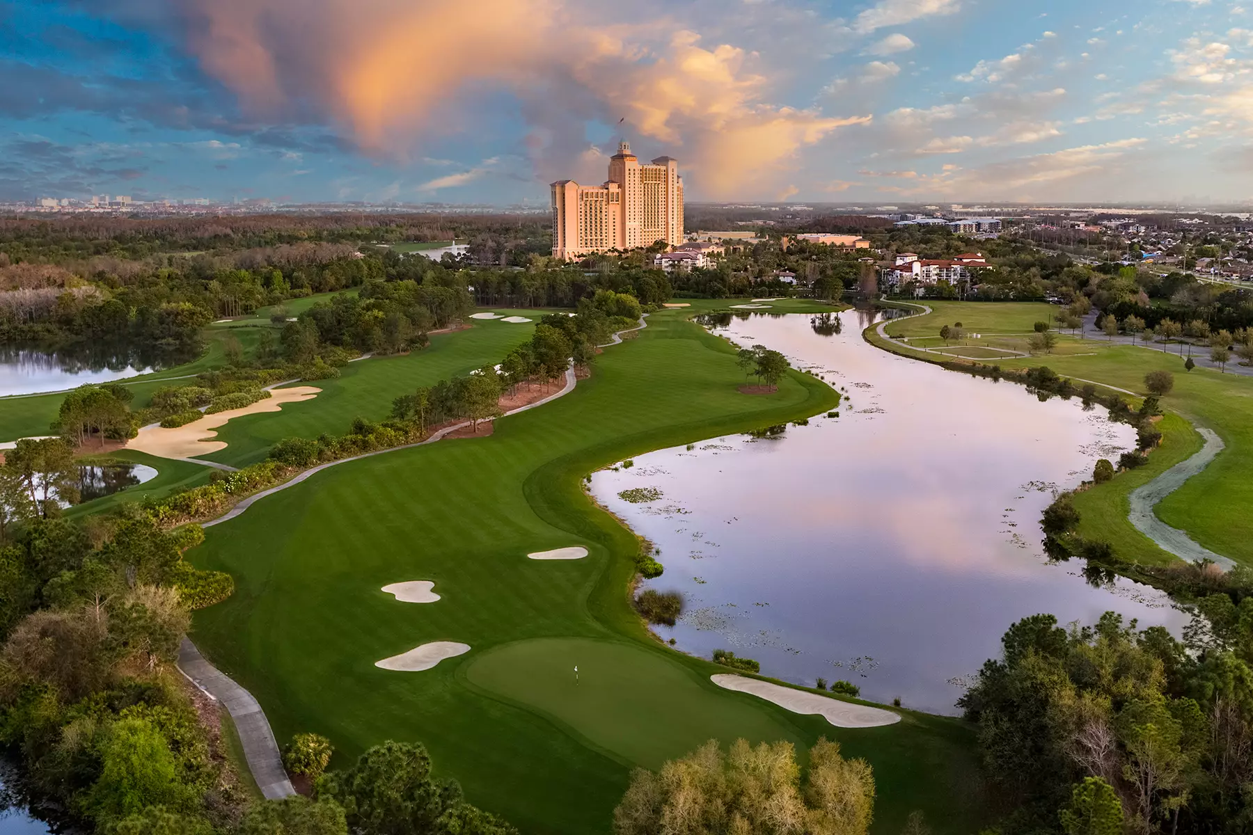 Letecký pohled na Ritz-Carlton Golf Club, Orlando Grande Lakes