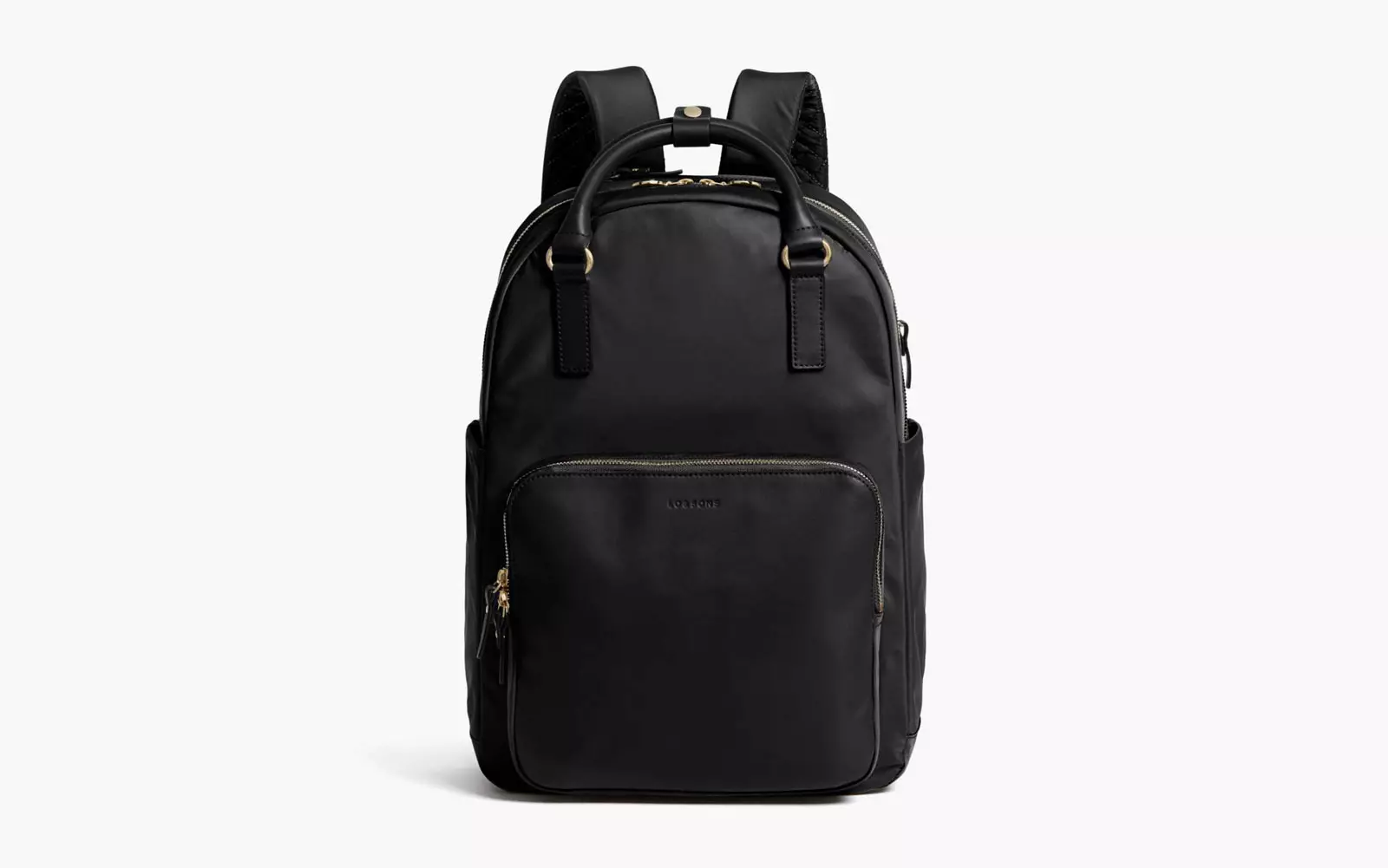 Swarte Nylon en Leather Backpack