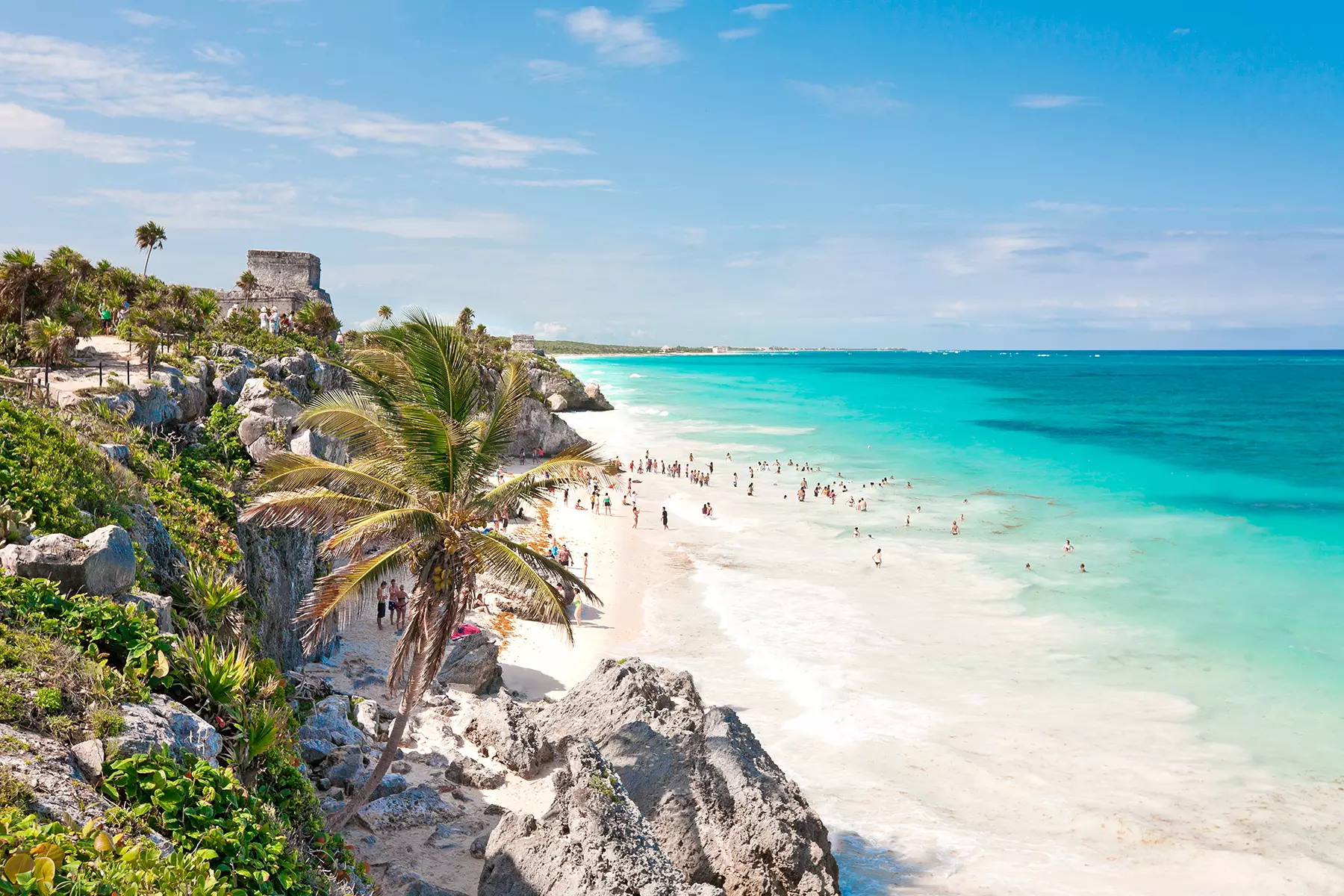 Vista da praia de Tulum, México.