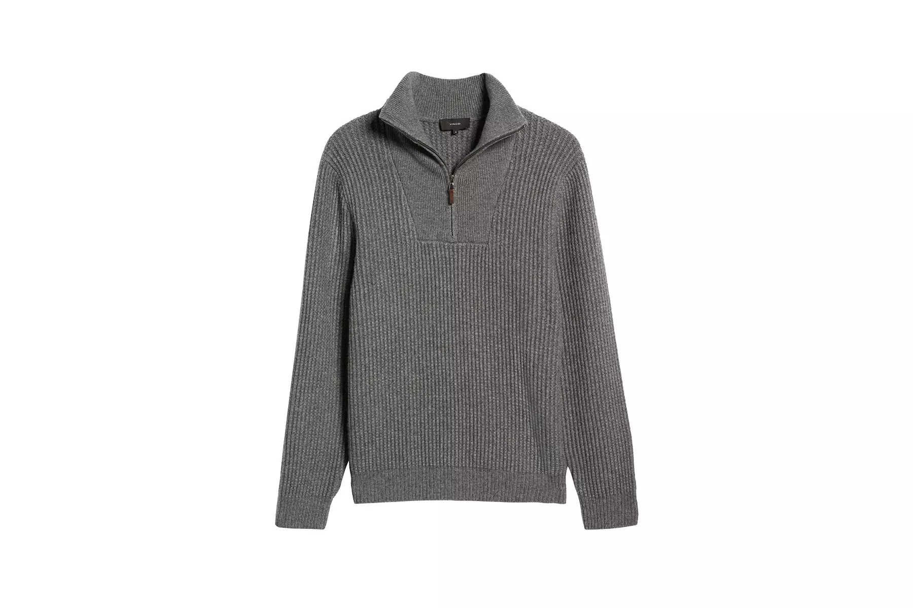 Textured Rib Quarter Zip Wool & Cashmere Pullover