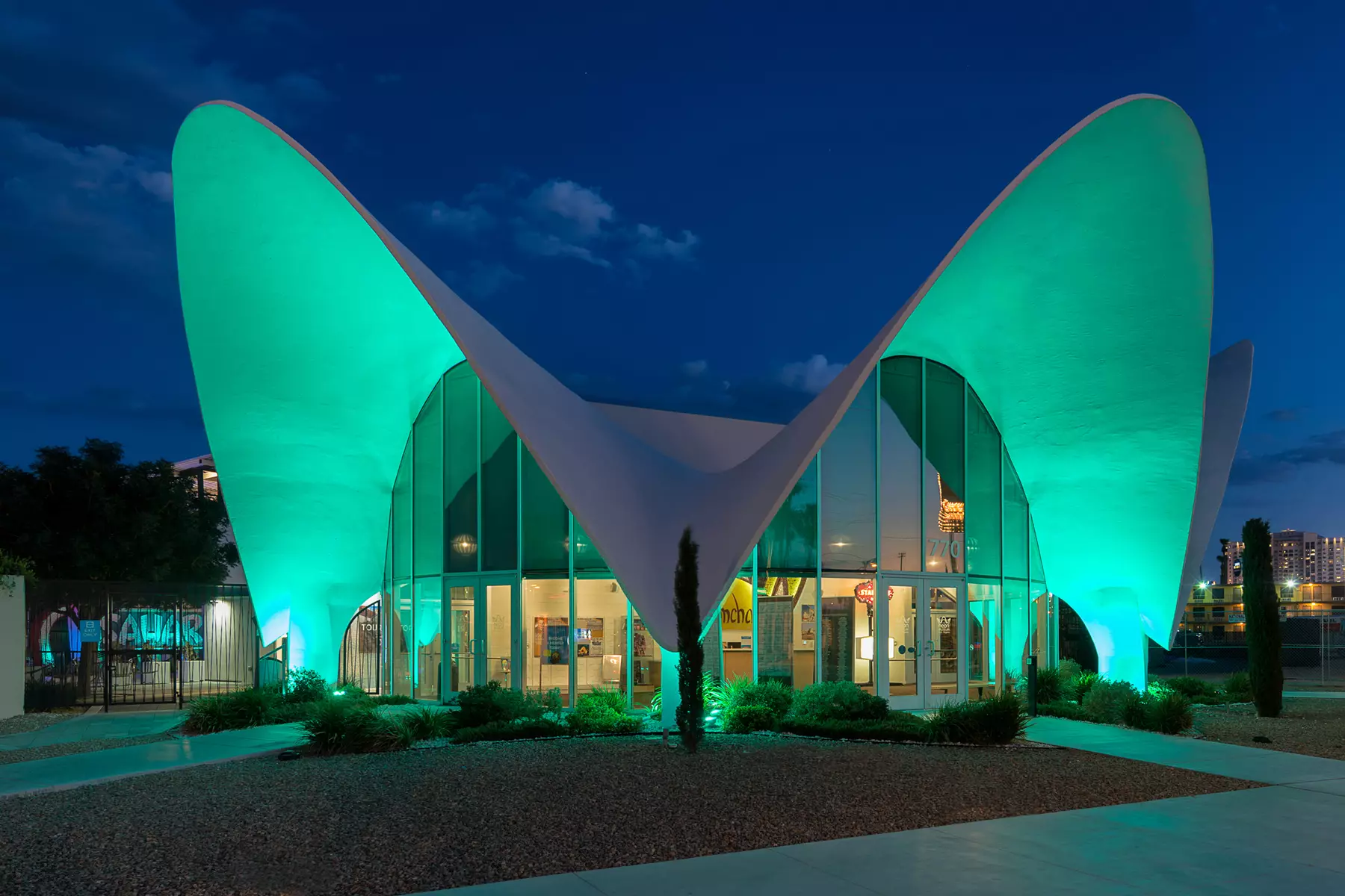 Neonmuseum in die nag op Las Vegas Boulevard