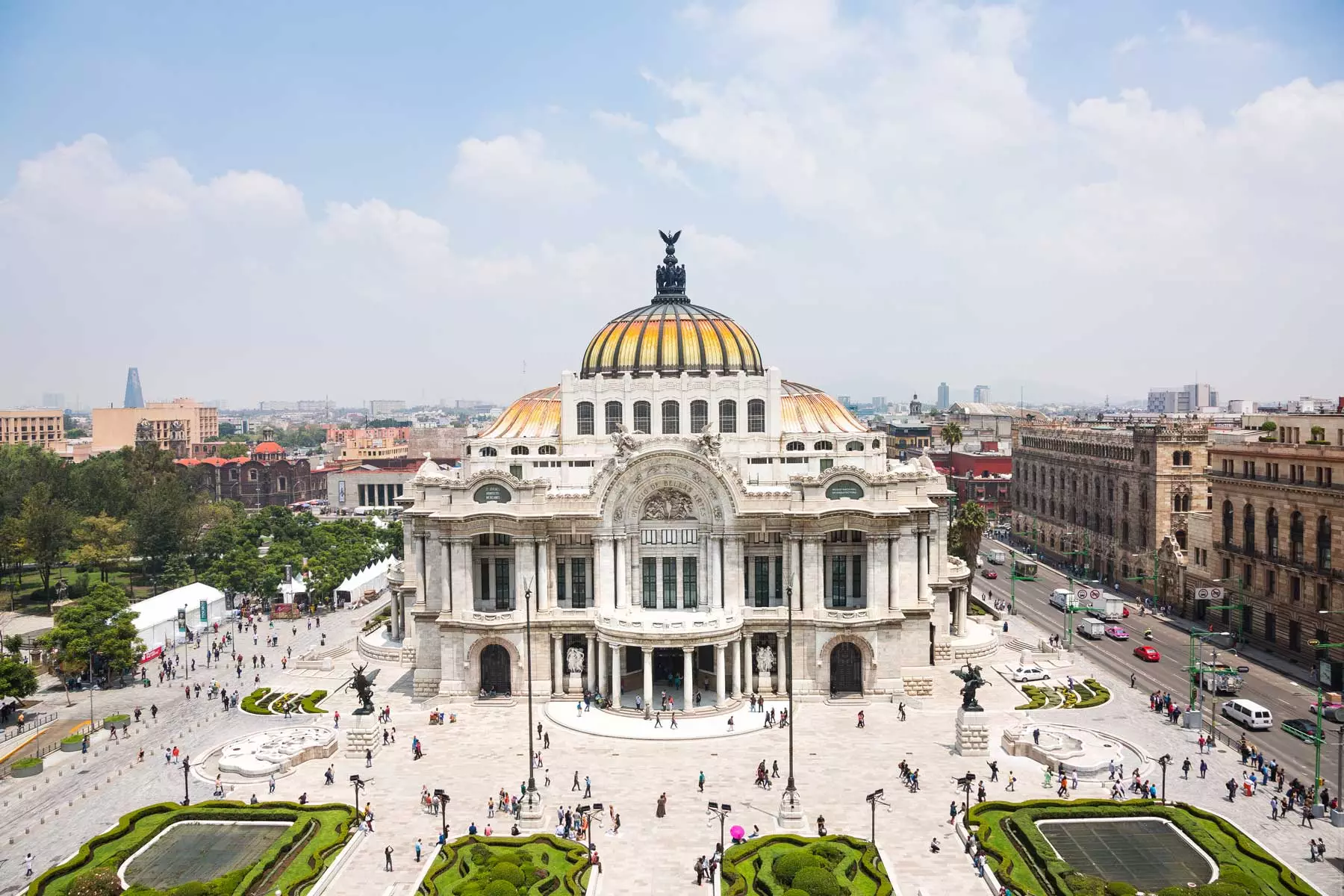 Vue op d'Bellas Artes, am Centro Historico Mexico City, Mexiko
