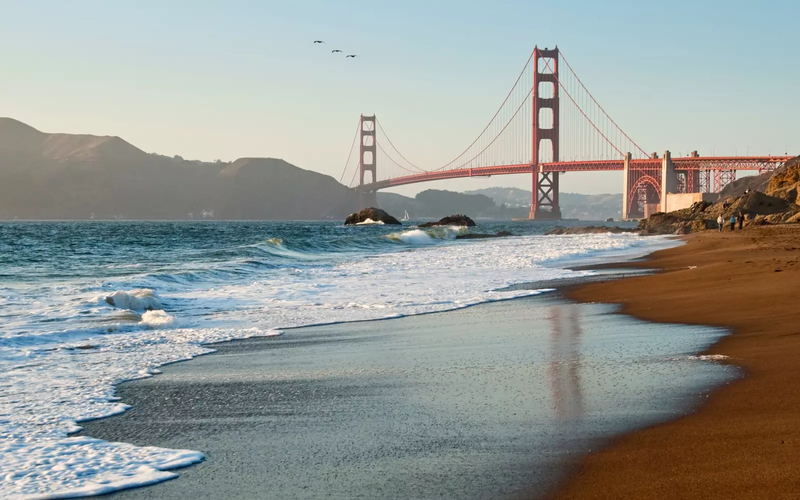 Pohľad na Golden Gate Bridge, romantické mestá San Francisca