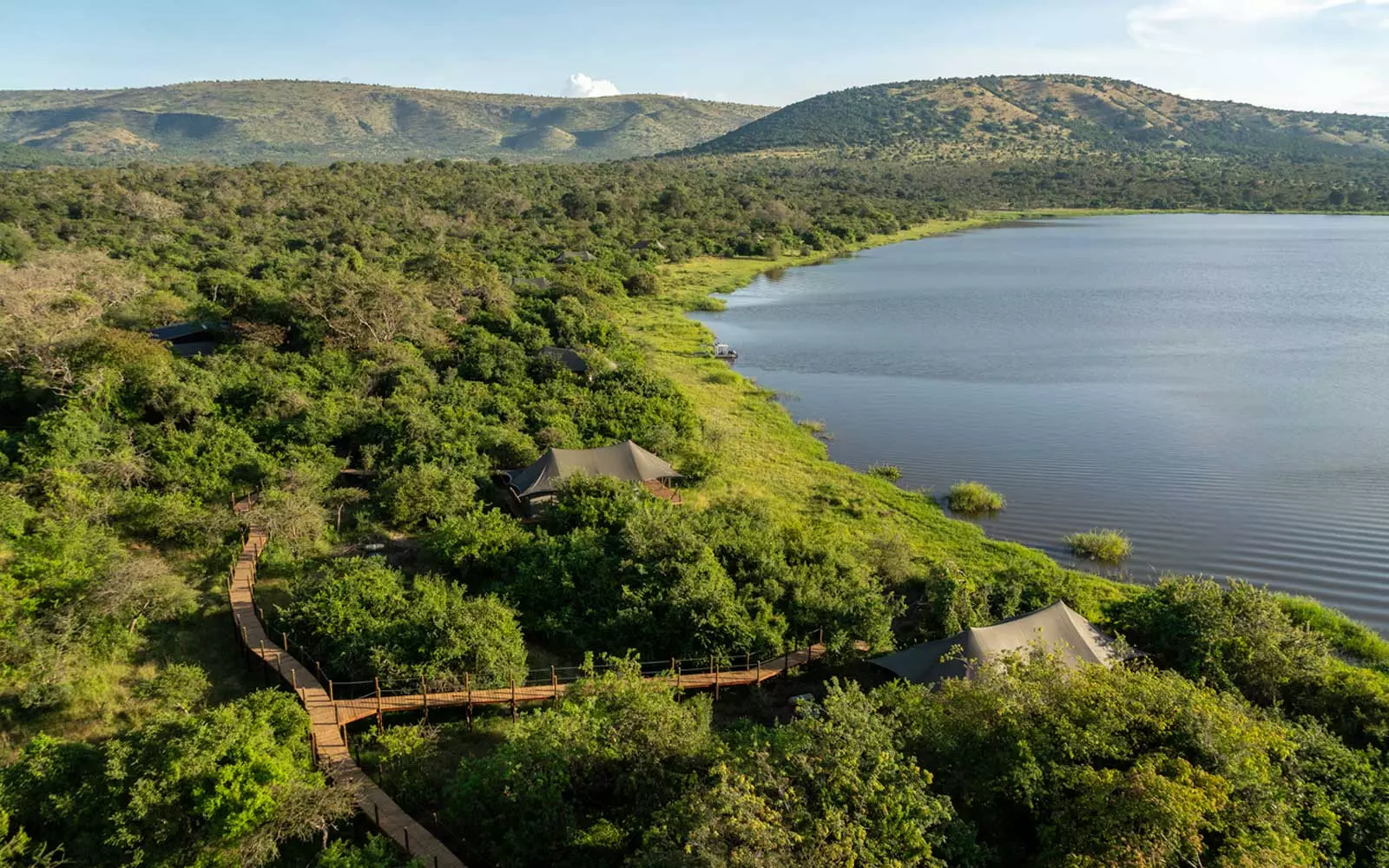 Camp de tentes au camp de Magashi, Akagera, Rwanda, Afrique du Sud