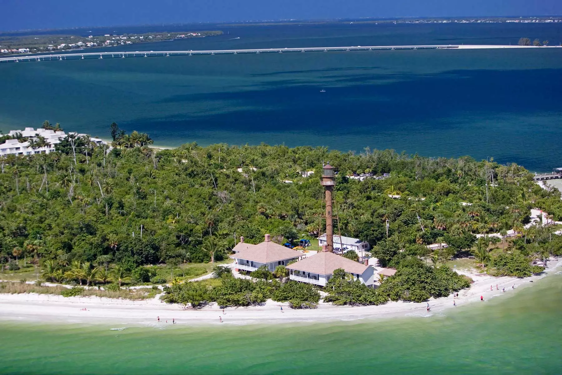 Sanibel Adası, Florida'nın havadan görünümü