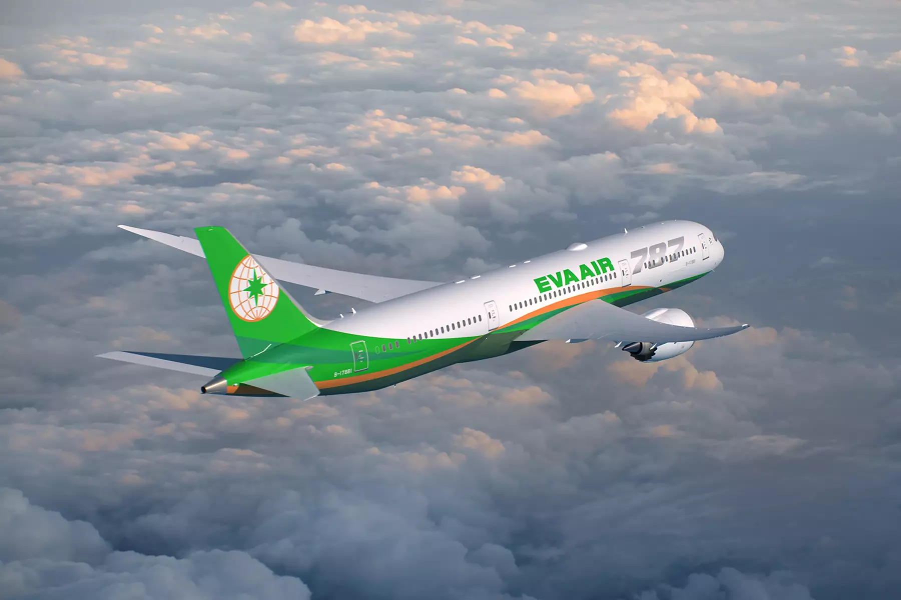 Aerial saib ntawm EVA Airways dav hlau