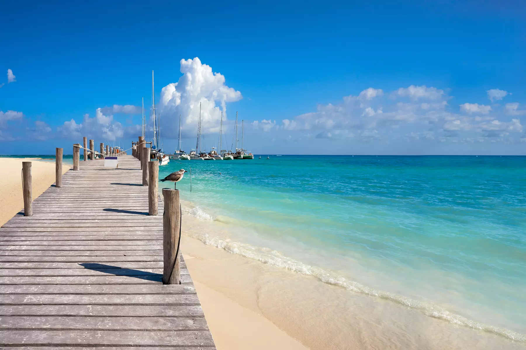 Riviera Maya Maroma Caribische strand jachthaven pier in Maya Mexico