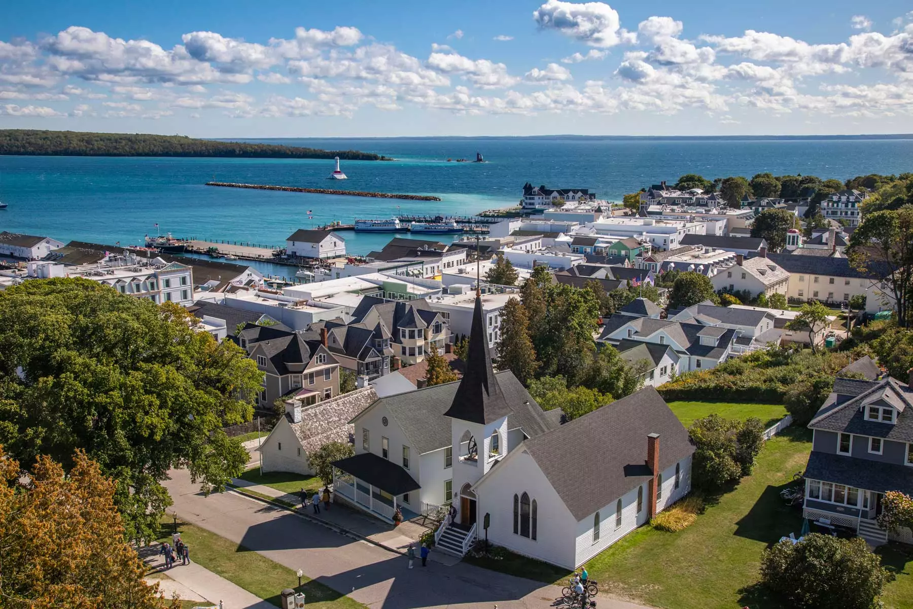 Blick auf die Stadt Mackinaw Island, Michigan