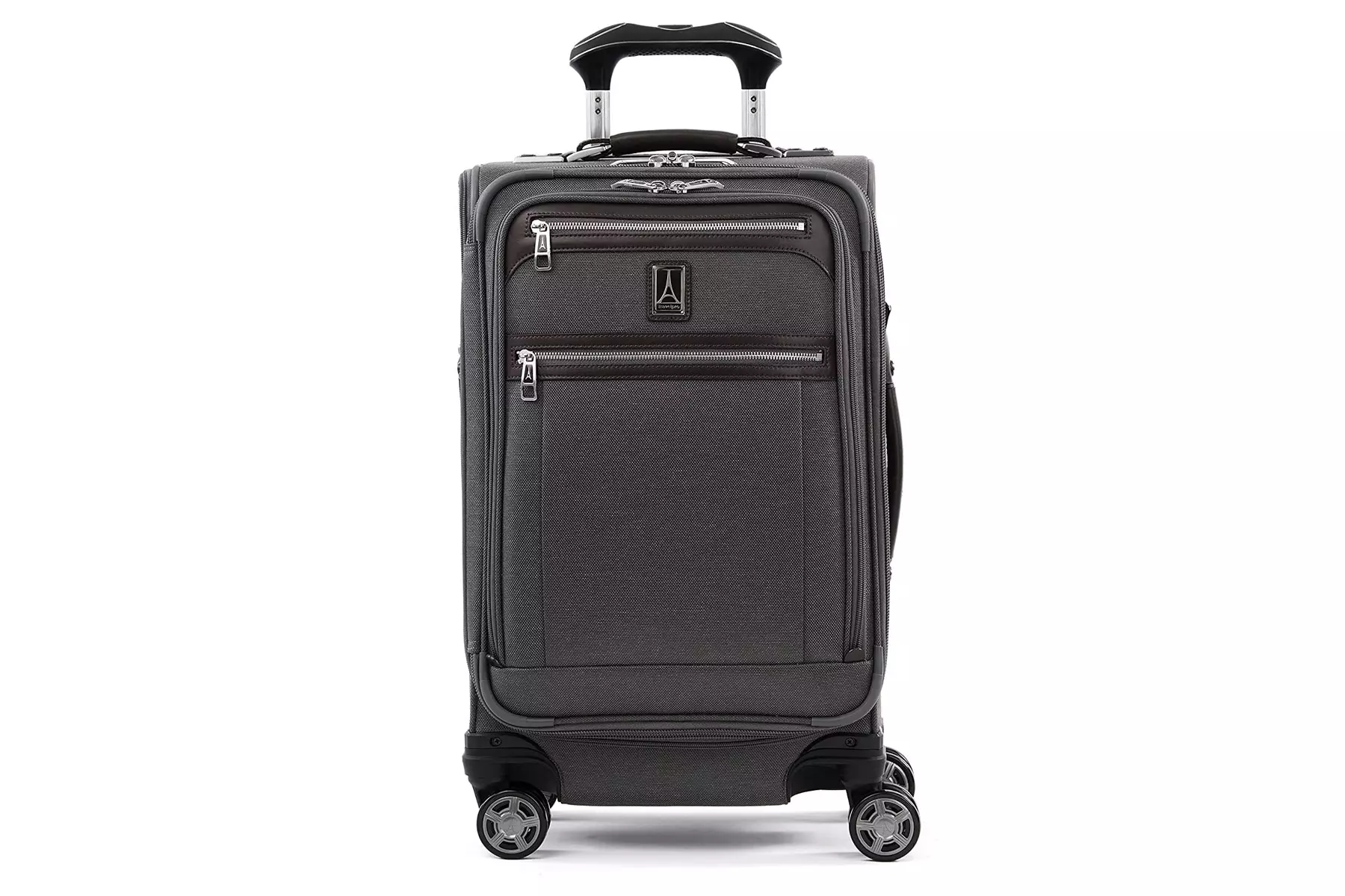 Grey neblack softside carry-on suitcase