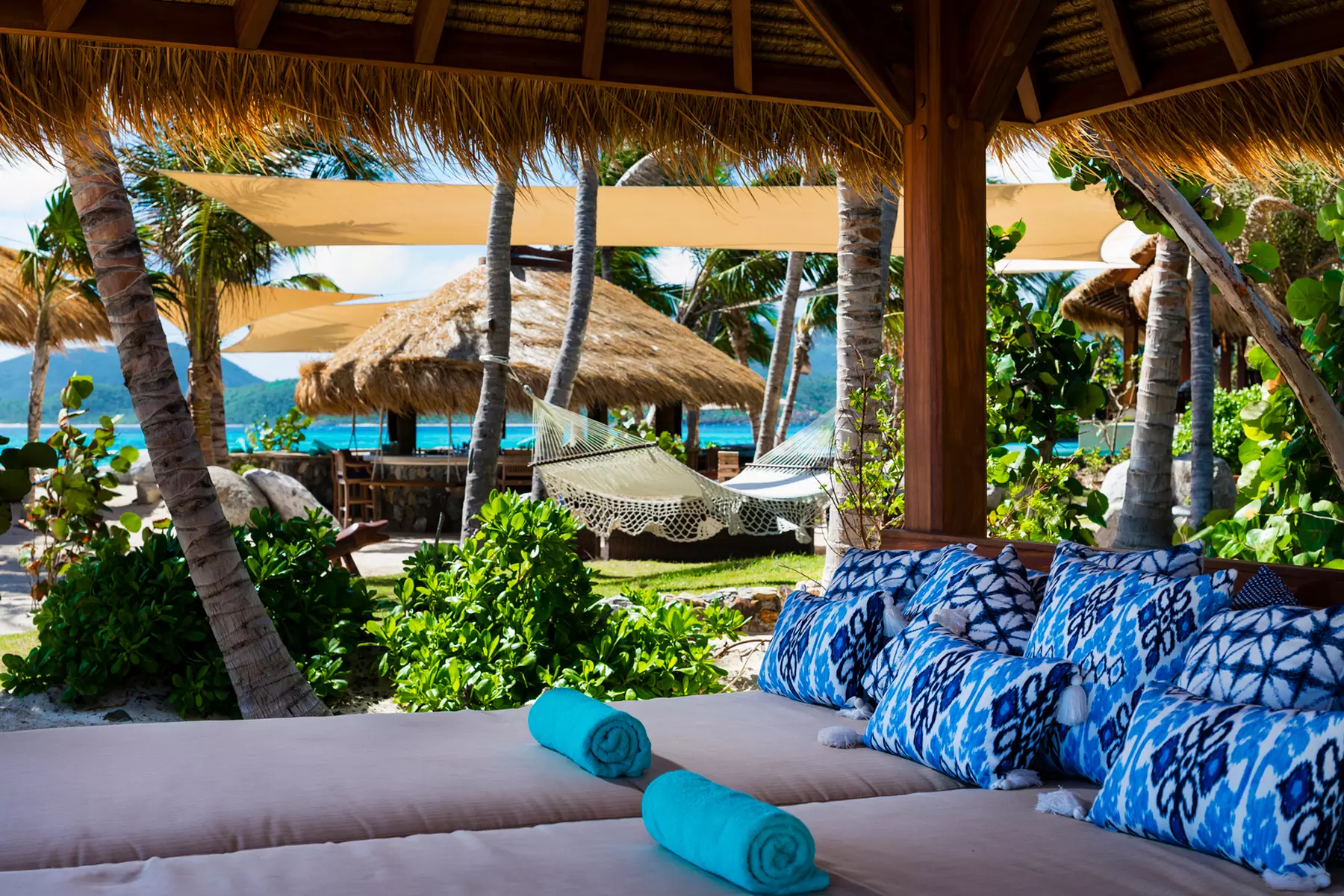 Lit de plage et hamac Necker Island