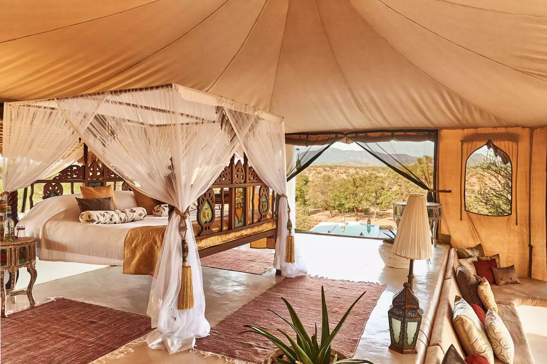 Unha tenda de hóspedes en Sasaab, votada como unha das mellores Africa Safari Lodges