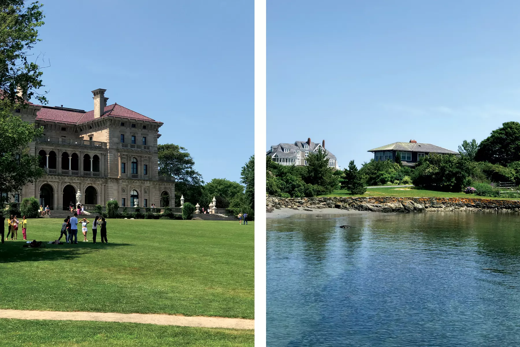 Ang Breakers ug mga balay sa baybayon sa Newport, Rhode Island