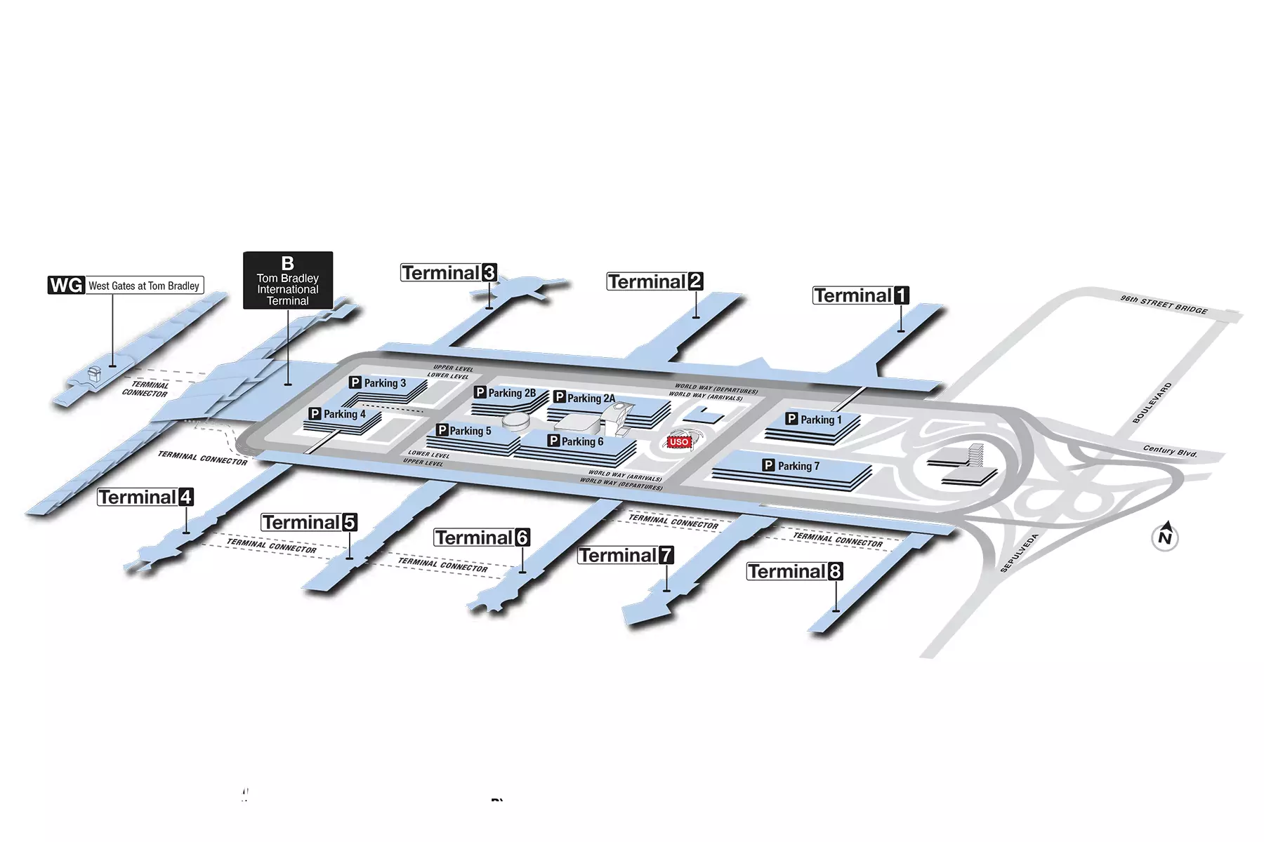 LAXの航空会社の地図