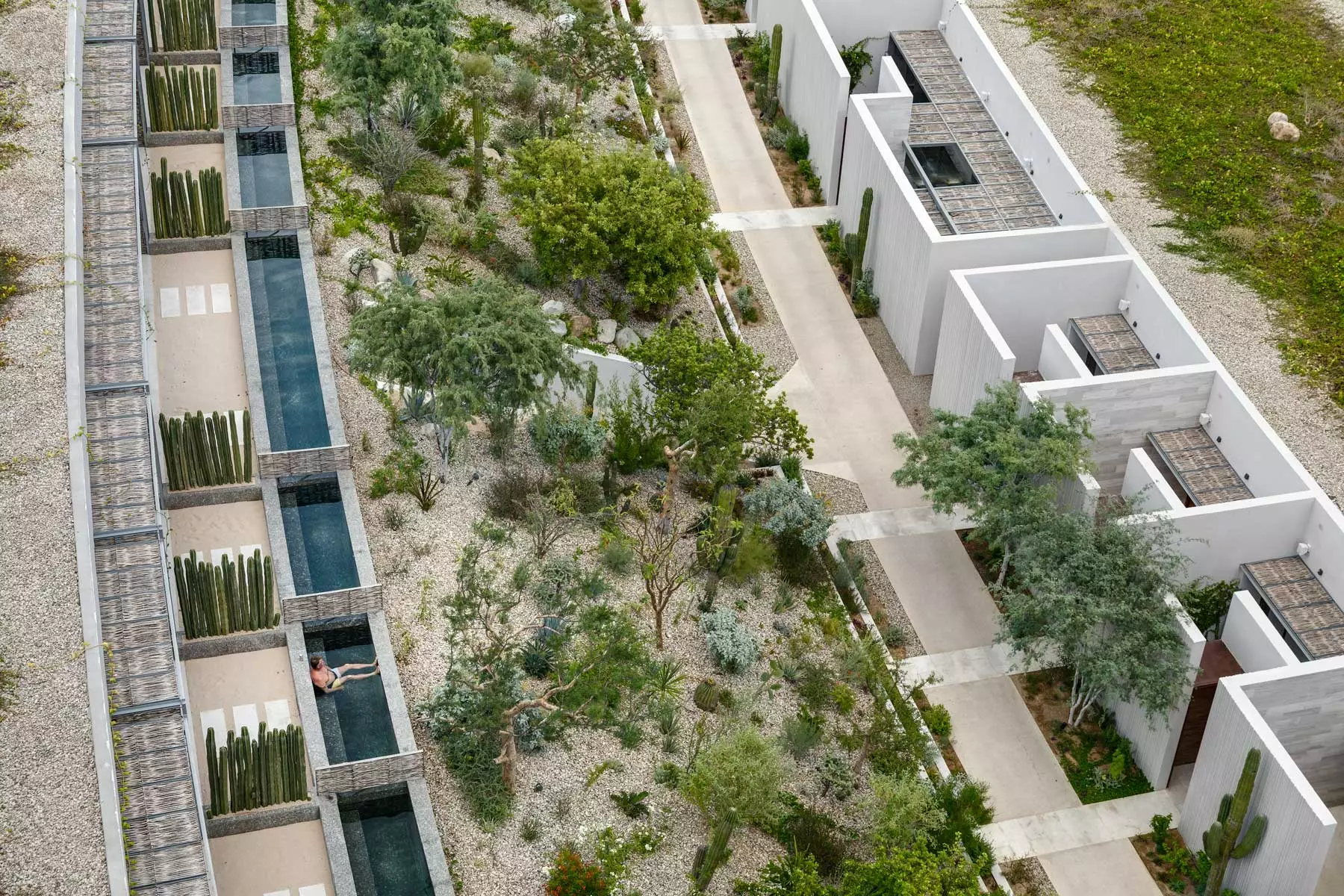 Vista aérea de piscinas de cuartos privados en Solaz, a Luxury Collection Resort en Los Cabos