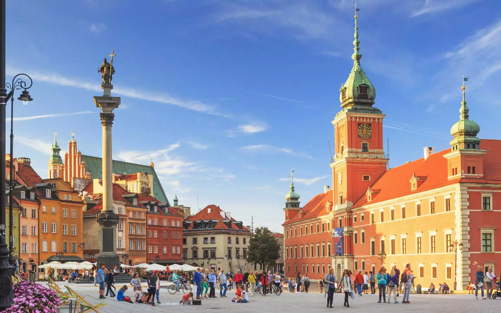 Schlossplatz und Königsschloss bei Sonnenuntergang, Warschau, Polen