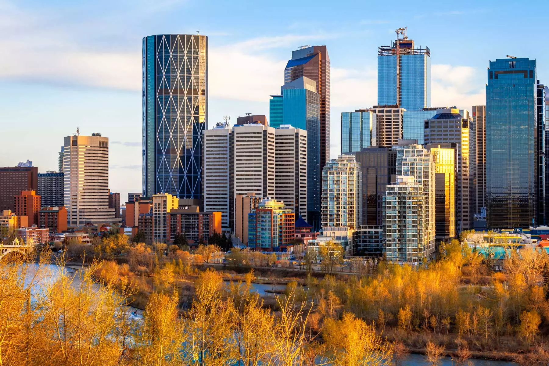 ရွှေရောင်အလင်း၊ Calgary၊ Skyline၊ Alberta၊ ကနေဒါ