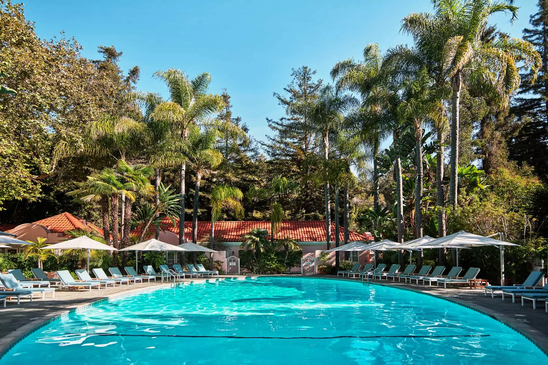 สระว่ายน้ำที่ Hotel Bel-Air ได้รับการโหวตให้เป็นหนึ่งในโรงแรมในเมืองที่ดีที่สุดในสหรัฐอเมริกา
