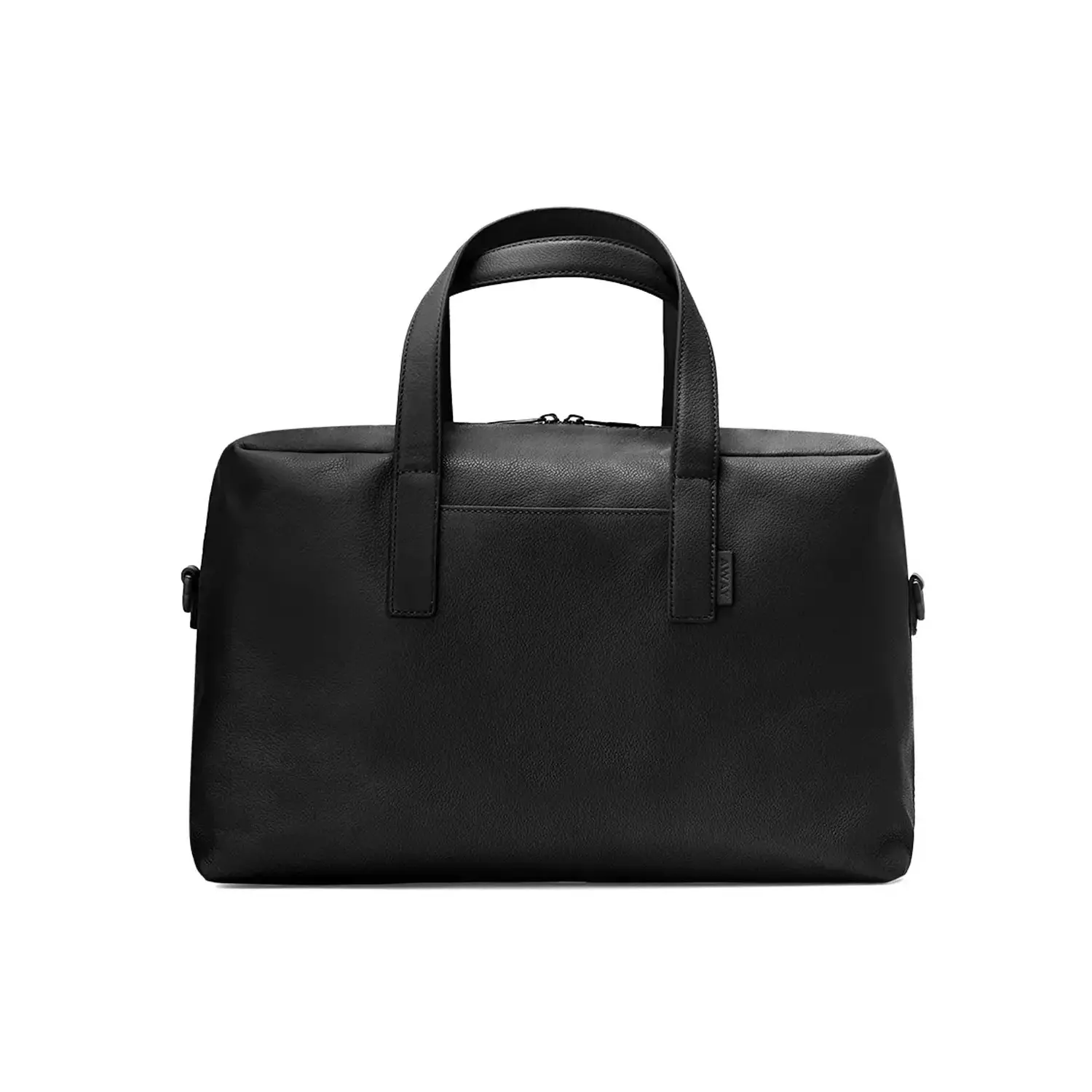 Black leather duffel