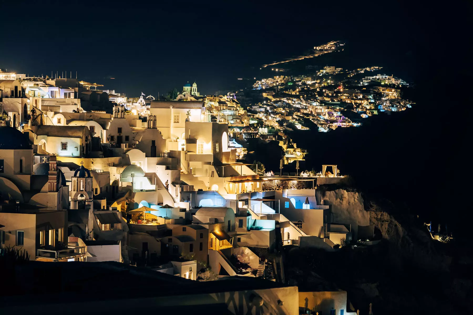 Oía, Santorini, Grikelân by nacht