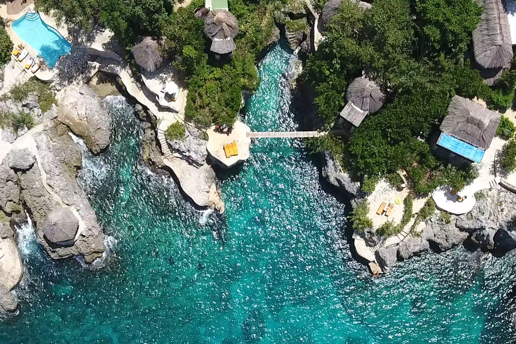 Luchtfoto van Tensing Pen resort, uitgeroepen tot een van de beste resorts in het Caribisch gebied