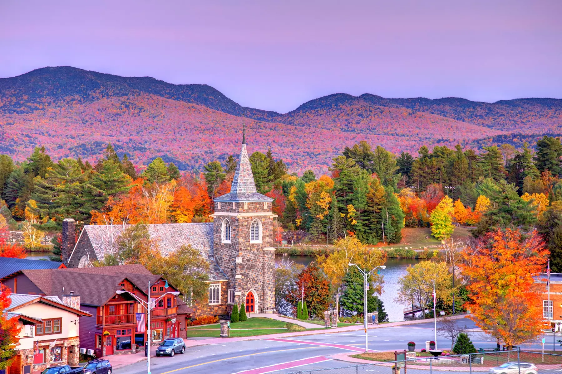 Musim luruh di Tasik Placid, New York