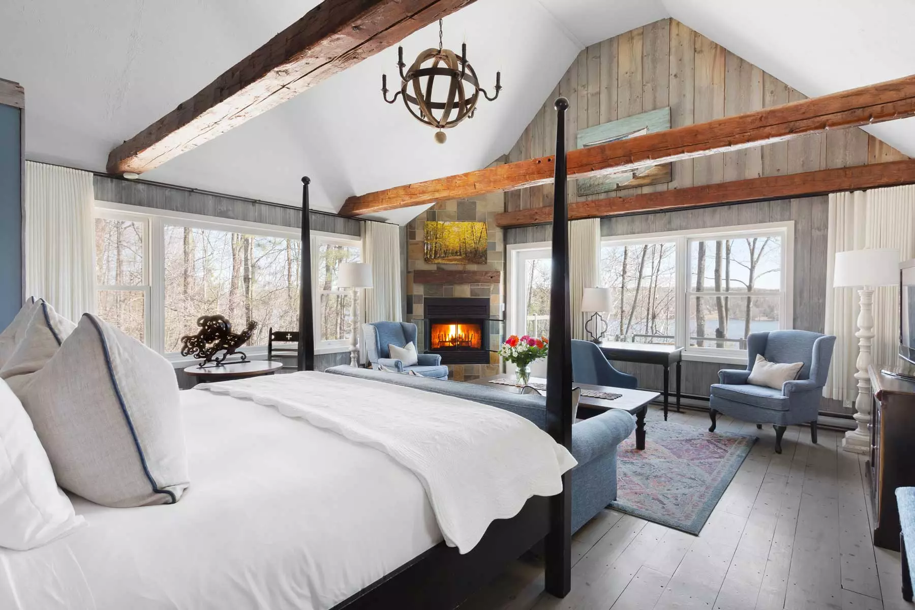 Een kamer in het Manoir Hovey, uitgeroepen tot een van de beste hotels ter wereld