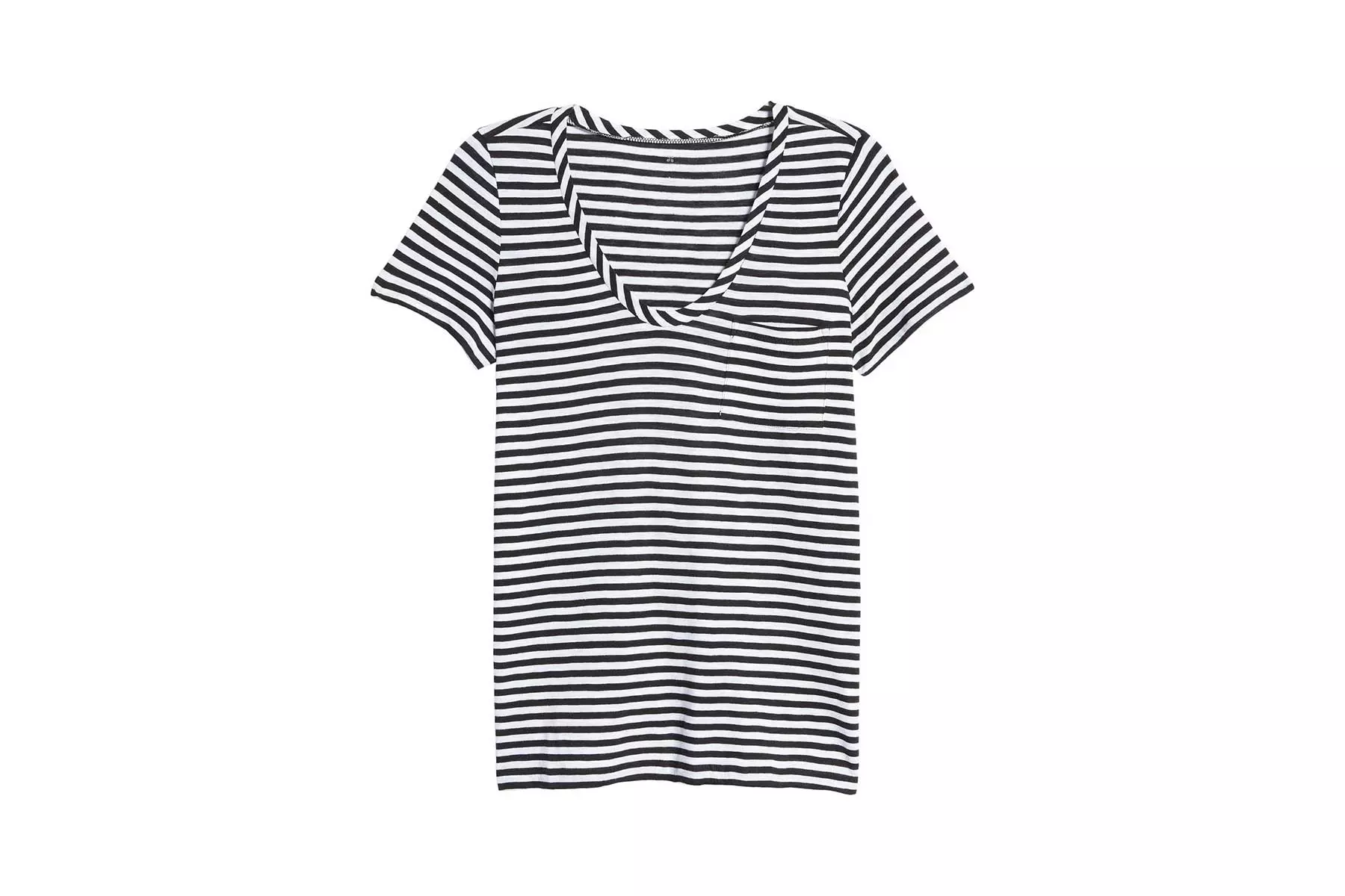 Carlson T-krekls ar noapaļotu v veida izgriezumu ar melnām svītrām