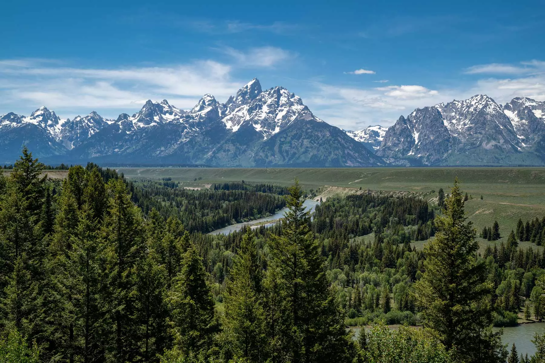 Grand Teton ազգային պարկ, ինչպես երևում է Snake River Overlook-ից