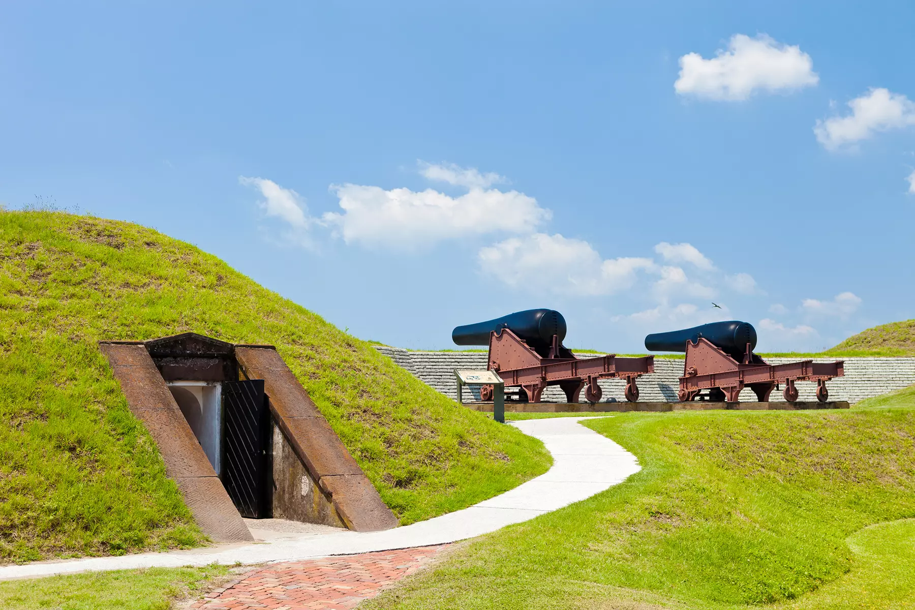 Kanonok Fort Moultrie-ből Charleston közelében, Dél-Karolinában
