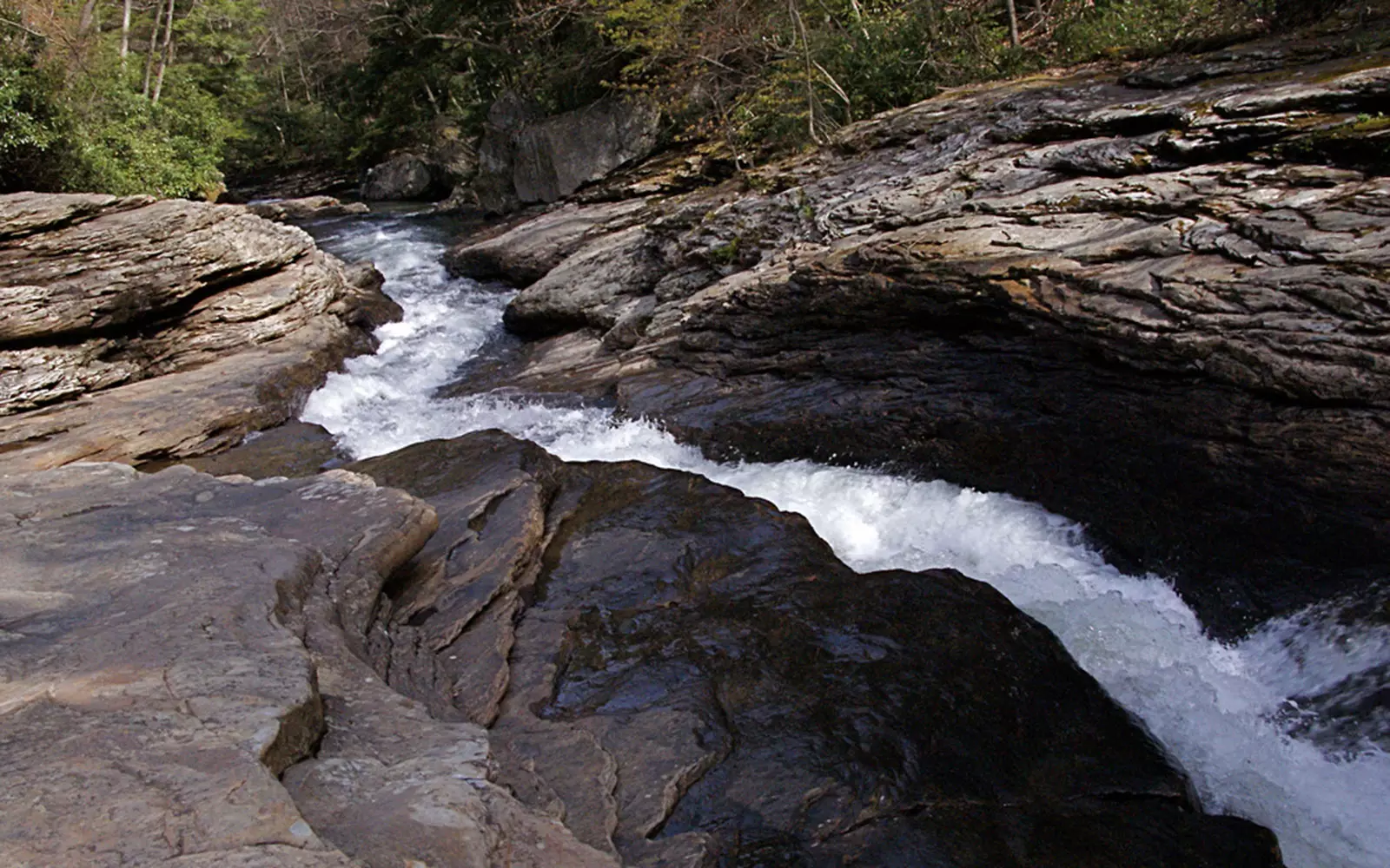 펜실베니아 주 Ohiopyle에 있는 Meadow Run Natural Waterslide 수영장