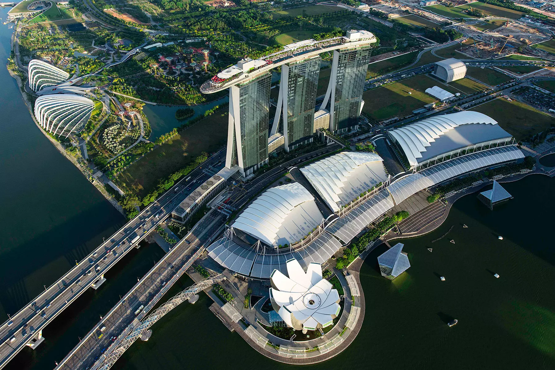 Veduta aerea di Marina Bay Sands