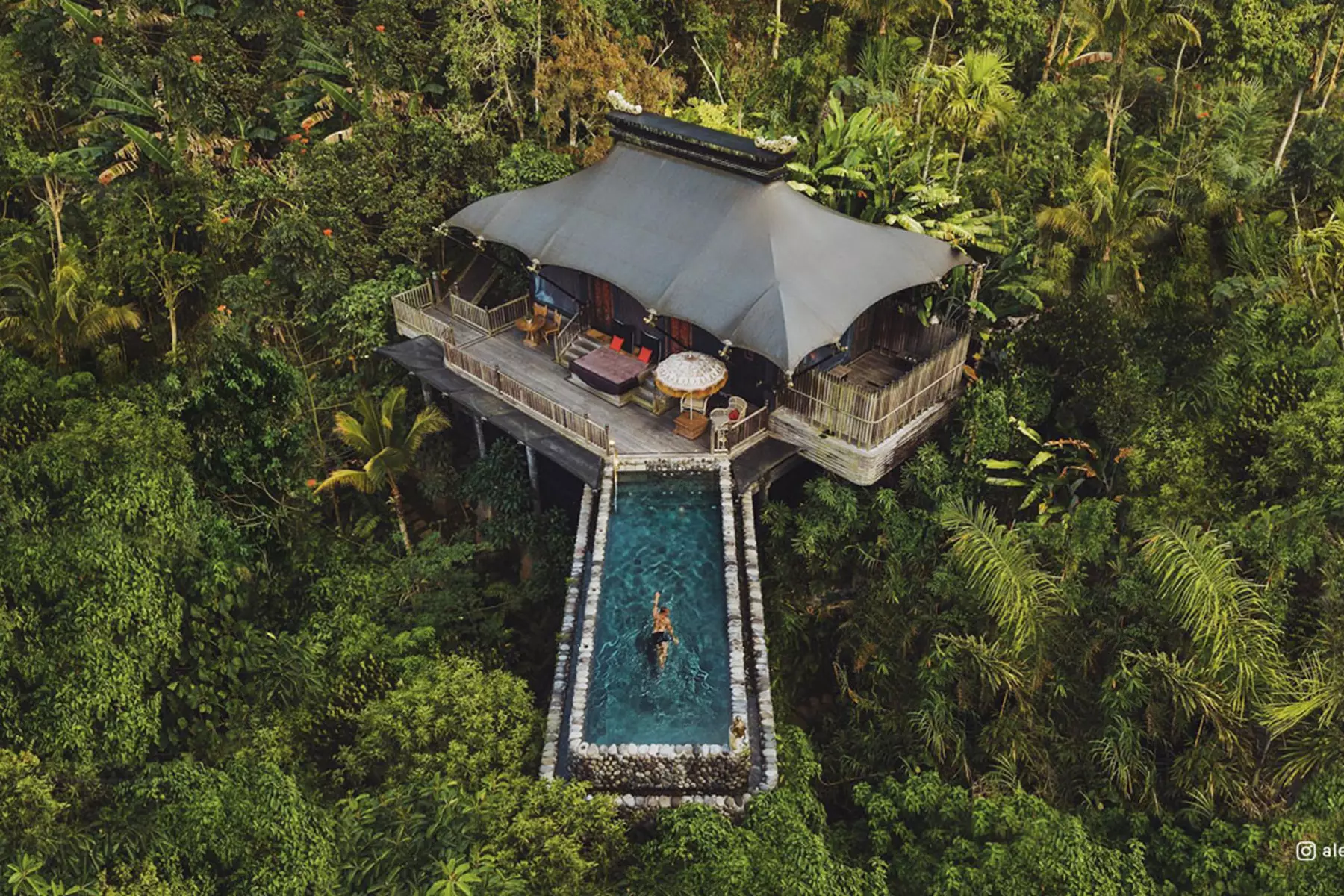 Aerial view ng Capella Ubud