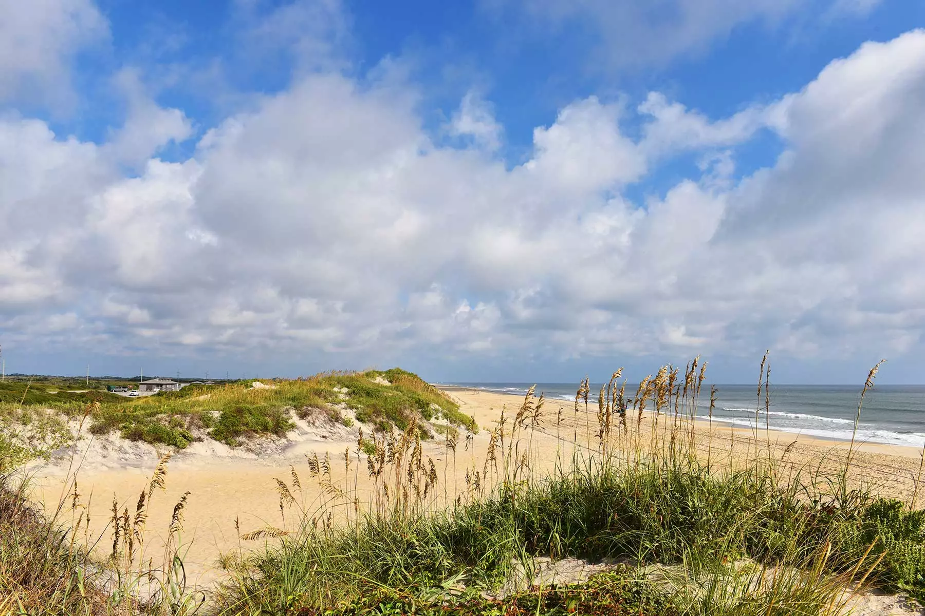 Een ongerept strand en duinen bij Outer Banks, North Carolina