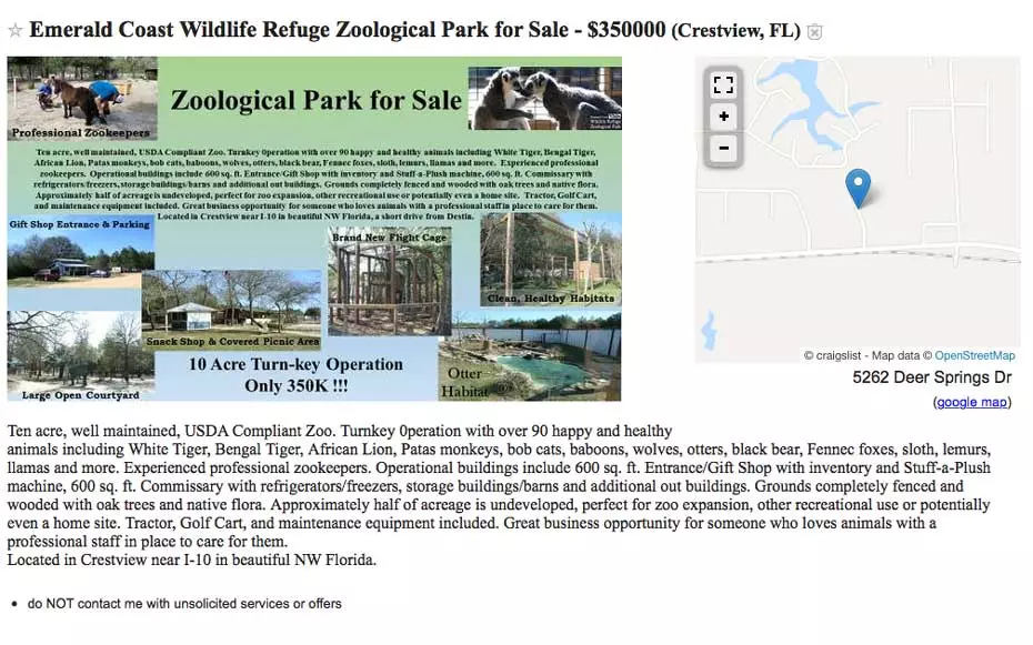 Zoo Florida untuk Dijual