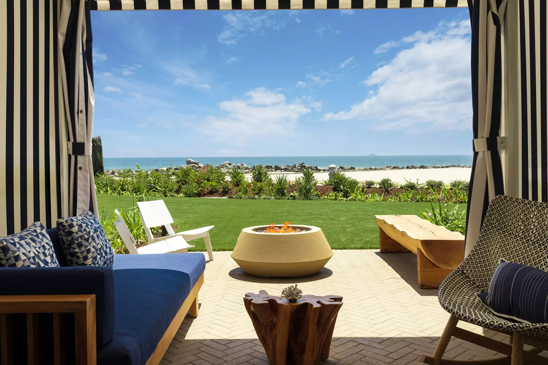 Cabana vue sur l'océan et la plage à l'hôtel del Coronado