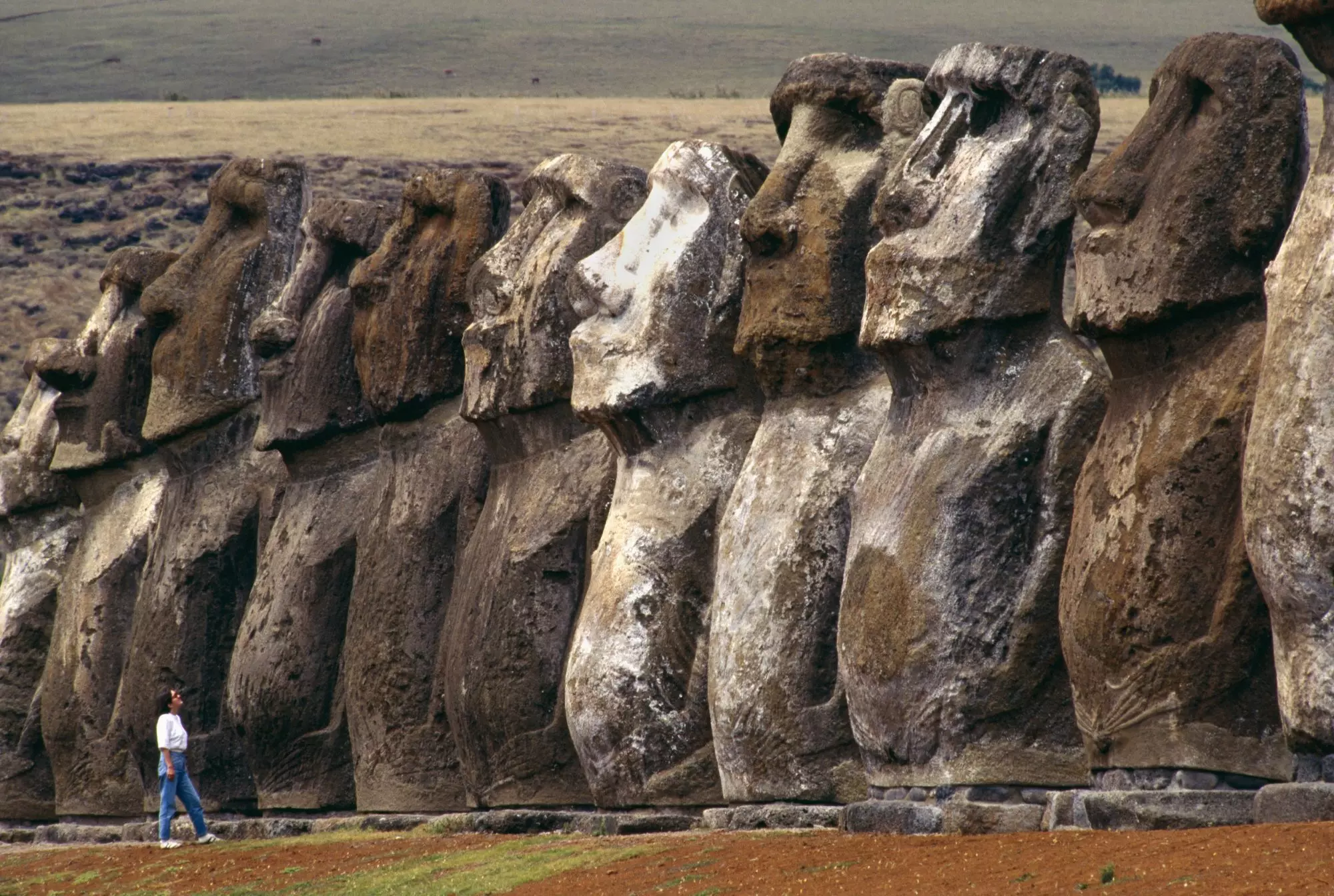 Moai na Ahu Tongariki, Velikonoční ostrov, Chile