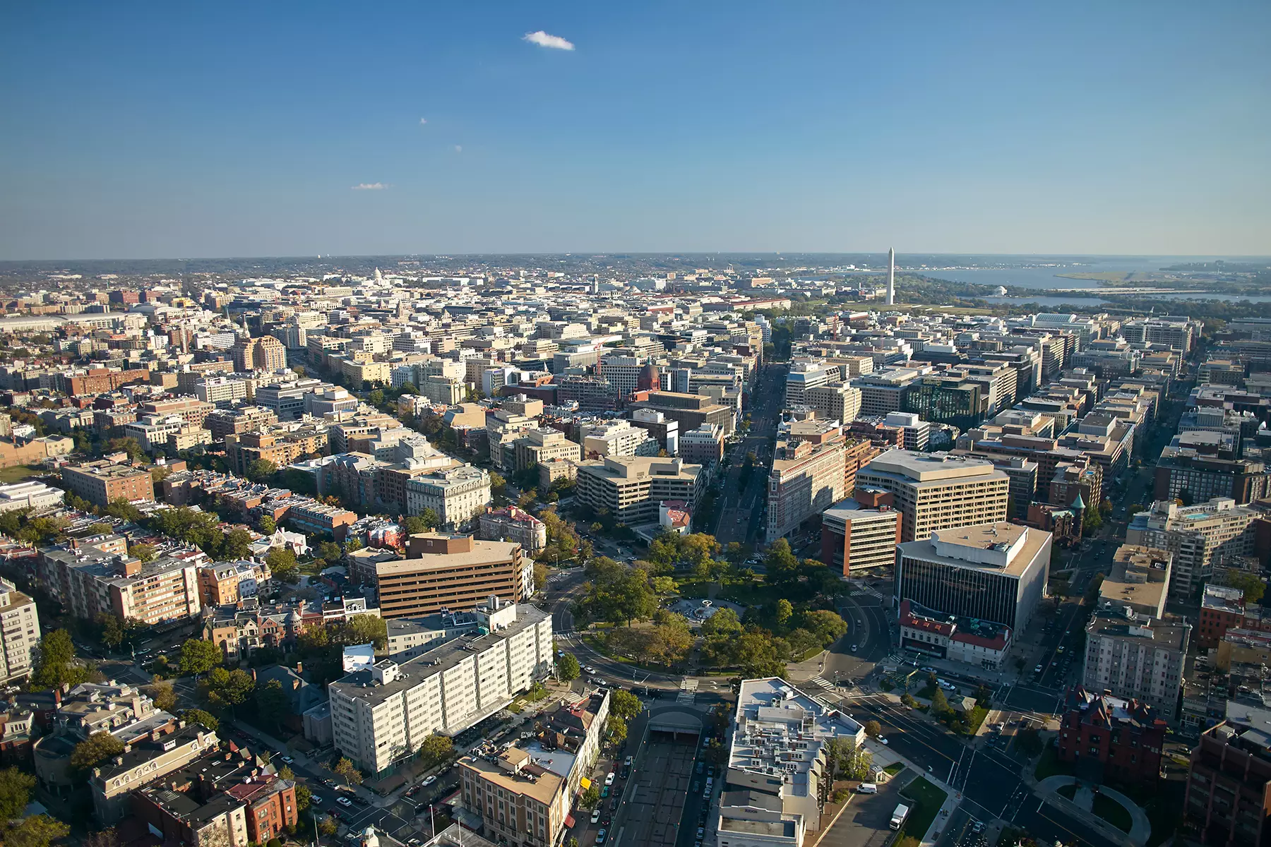 USA, Washington, D.C., Loftfoto vun der Stad mam Dupont Circle