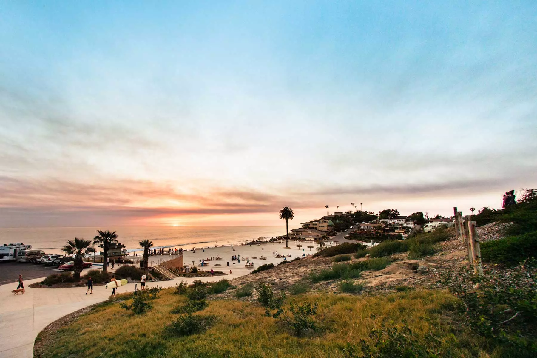 Moonlight Beach a Encinitas, CA al capvespre