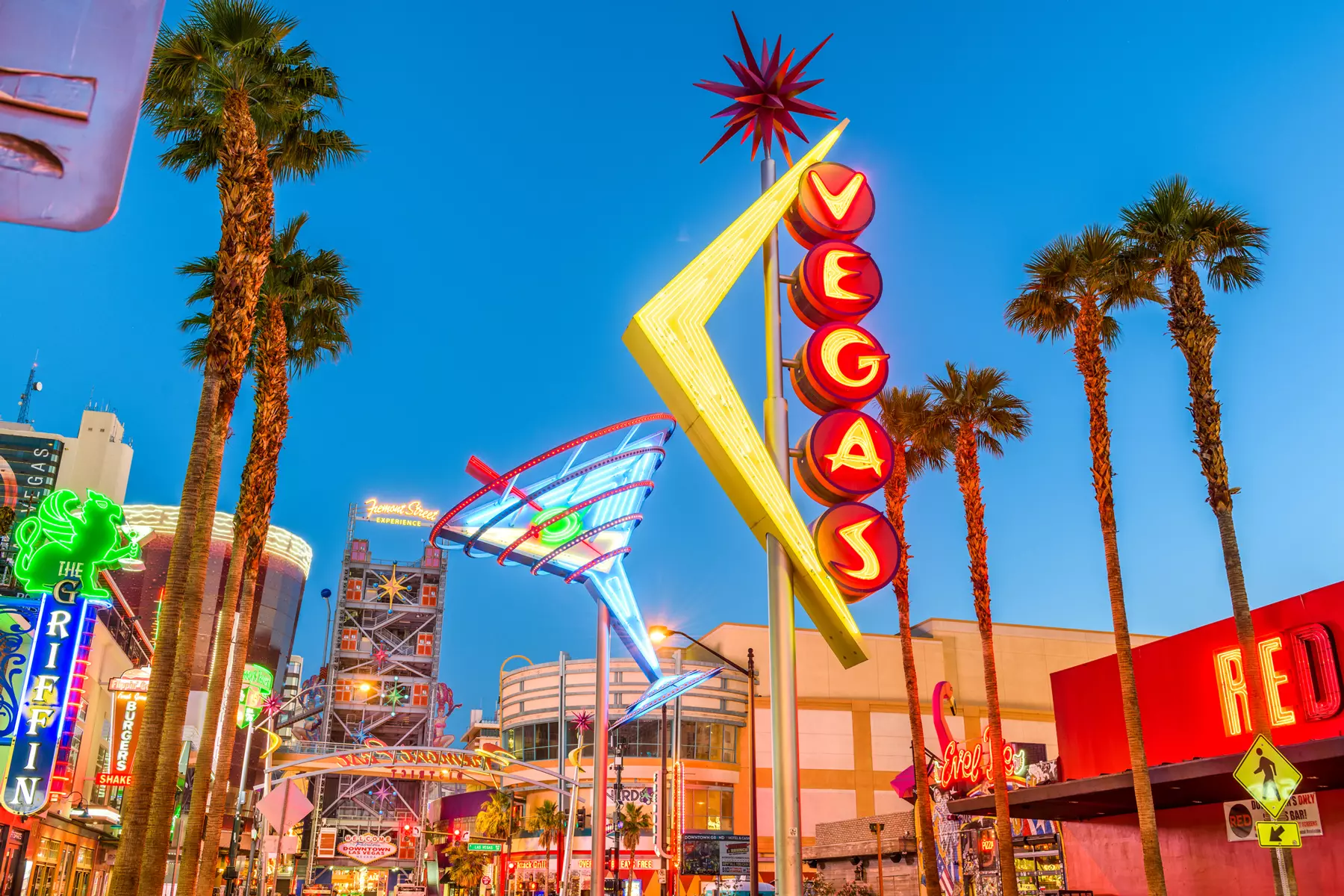 Fremontstraat, Las Vegas, Nevada teen skemer