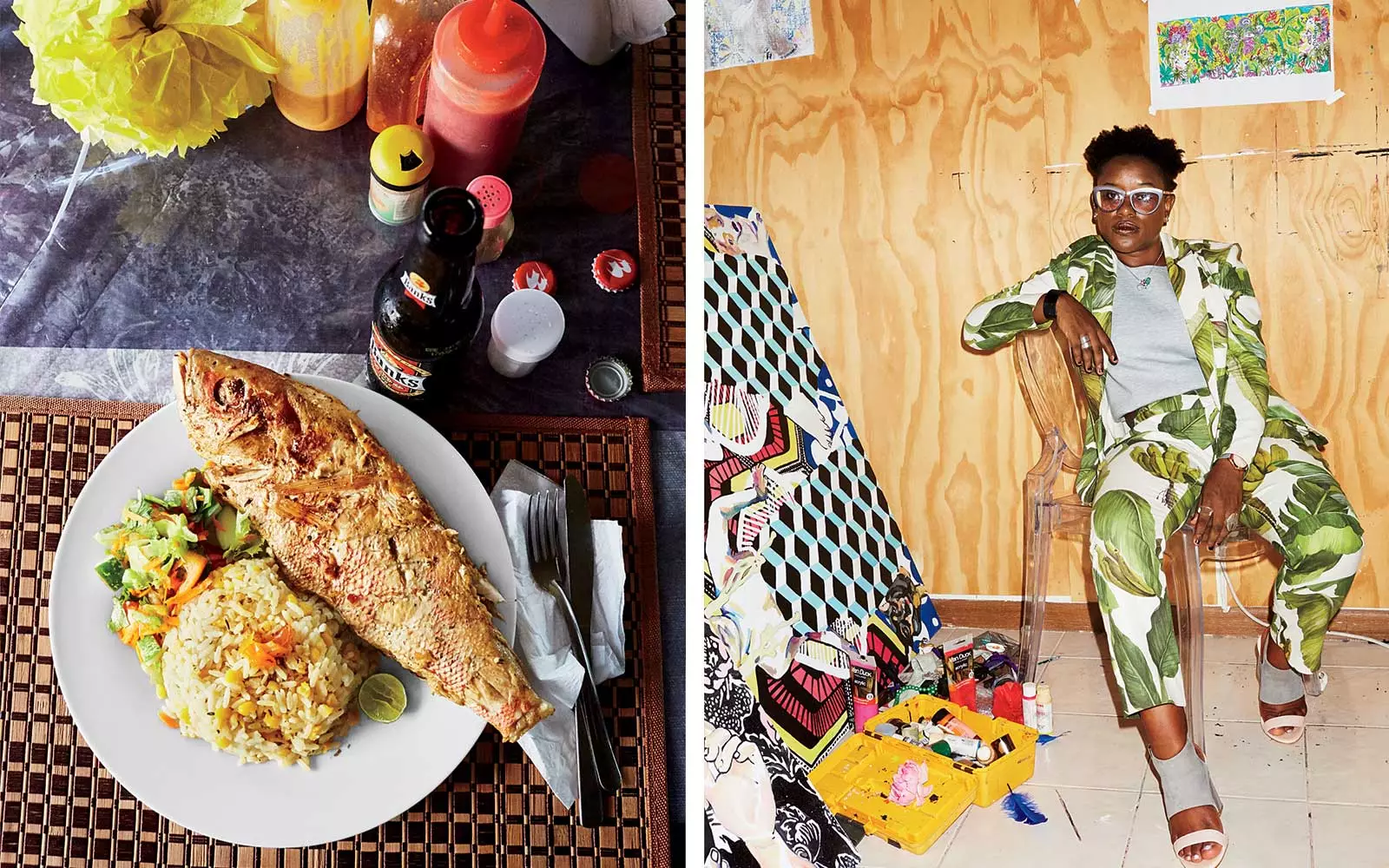 Kakap panggang, lan artis Sheena Rose, ing Barbados