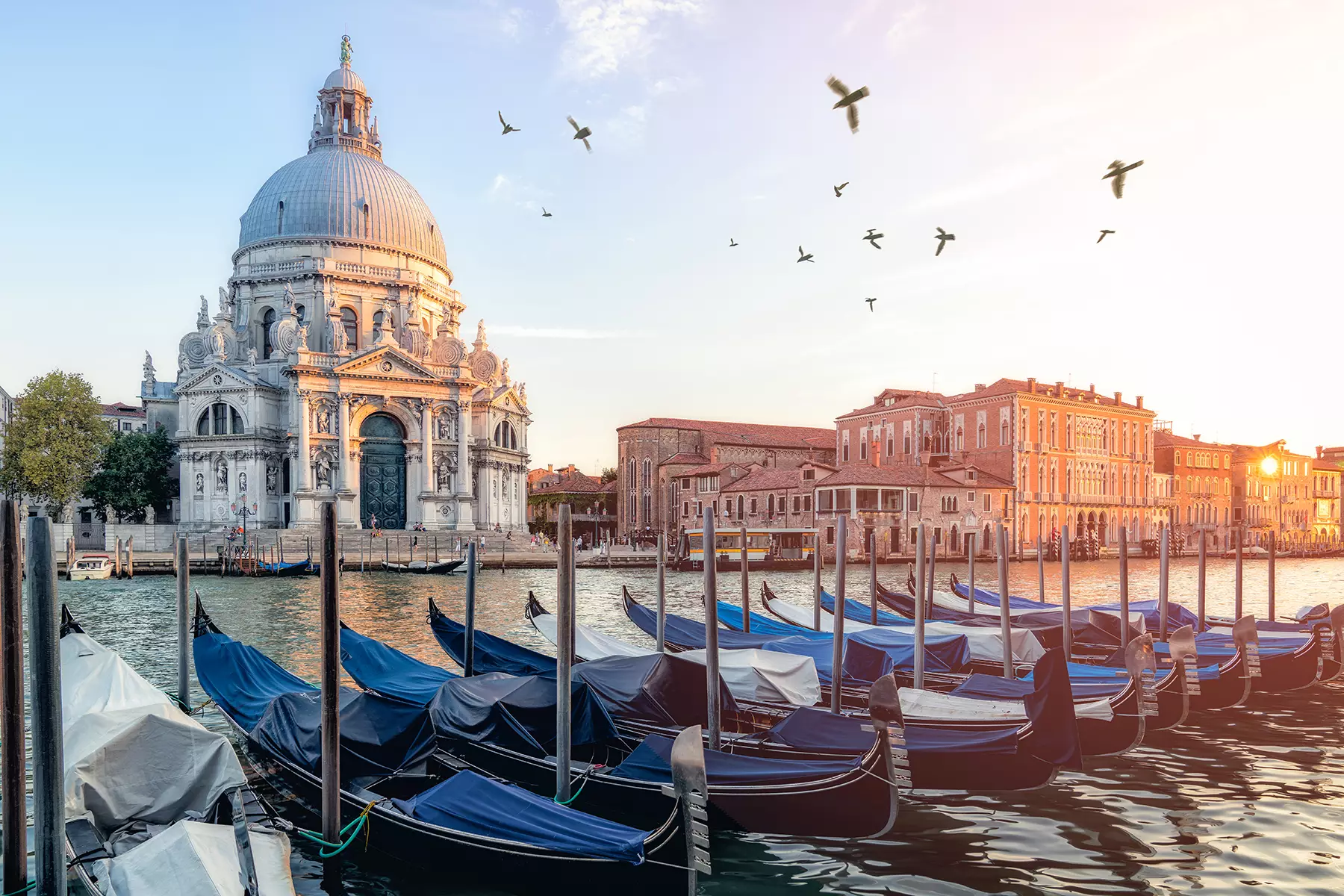 Blick auf den Fluss von Santa Maria Della Salute Church, Venedig