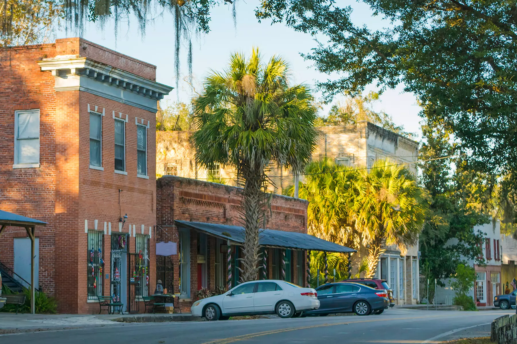 Istorinis Micanopy centras, netoli Geinsvilio, Floridoje.