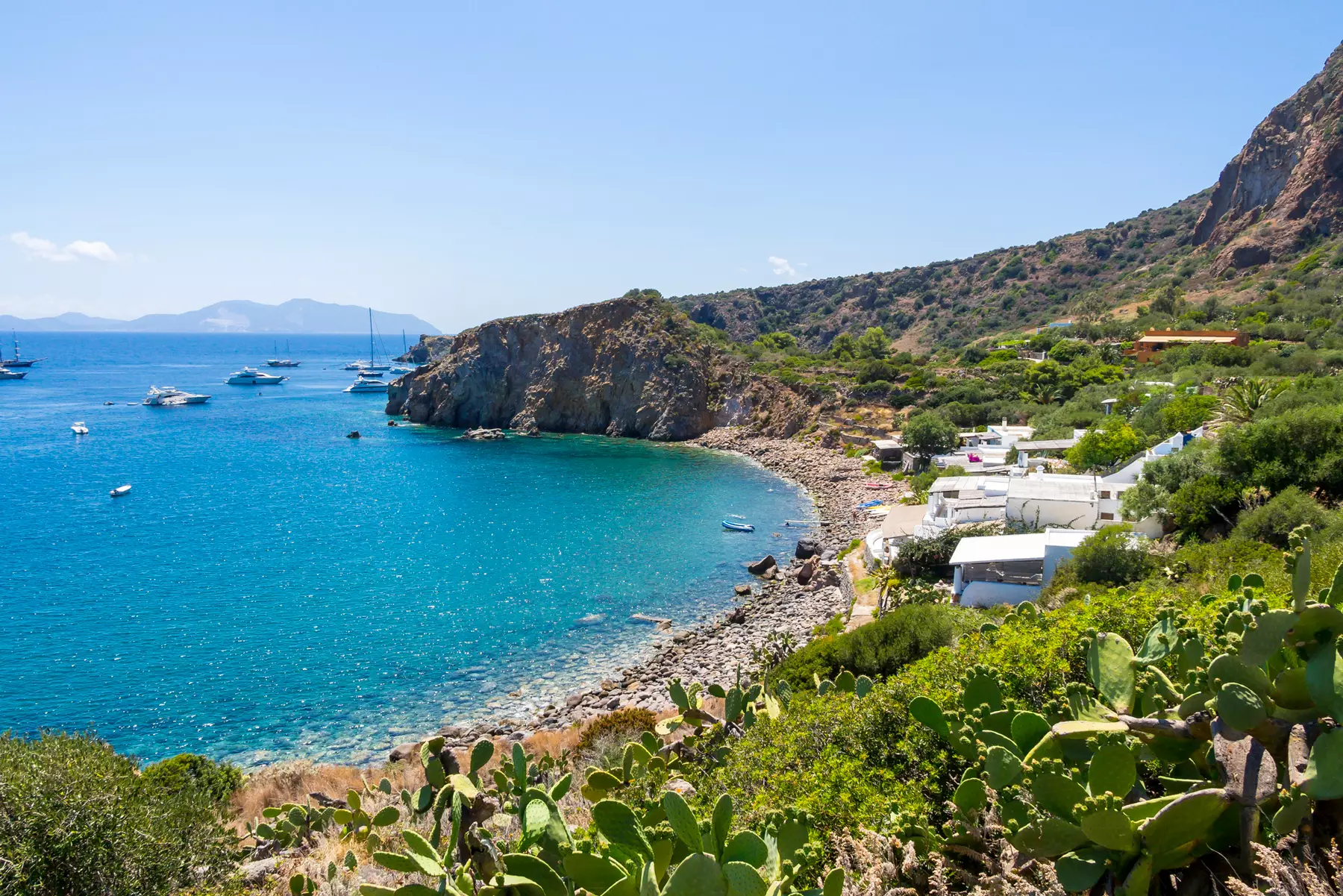 Sicily, Aeolian Islands, Panarea, View to bay